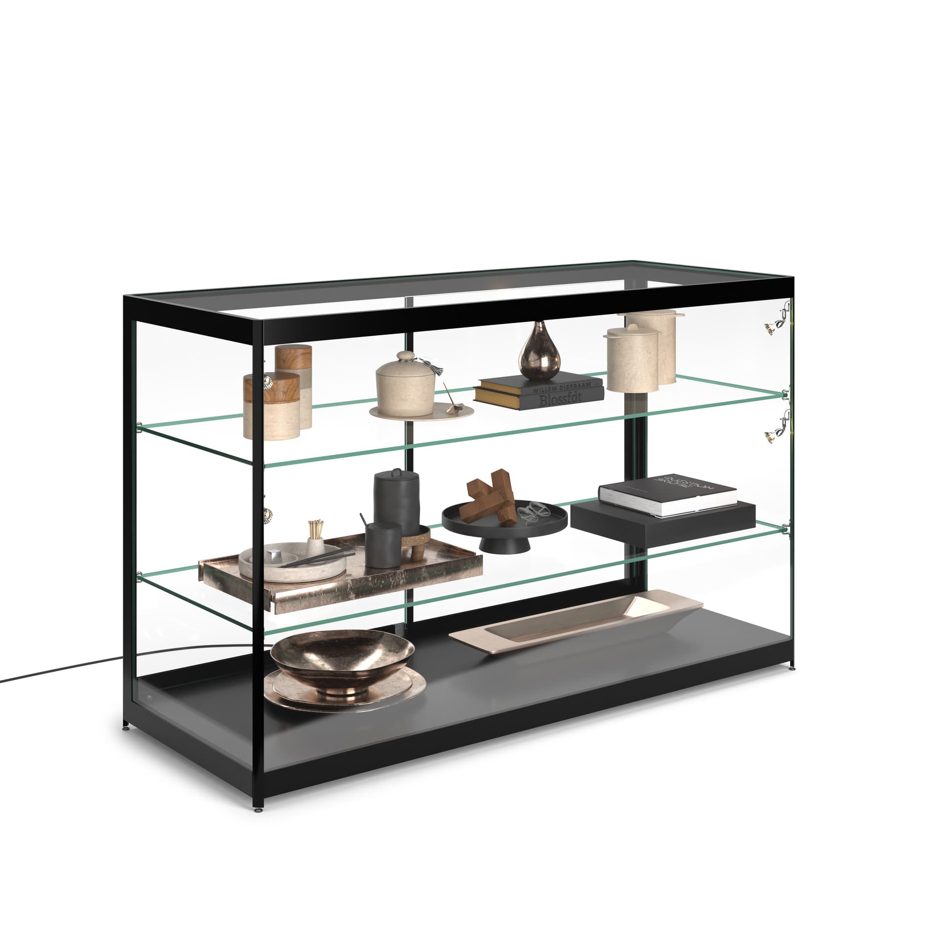 Showcase Counter with LED Spotlights | Push-in Lock | Displays2Go