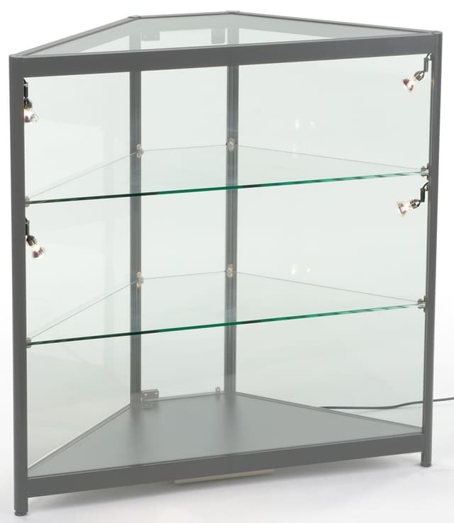 LED Corner Display Case | 4 Side Lights | Displays2Go