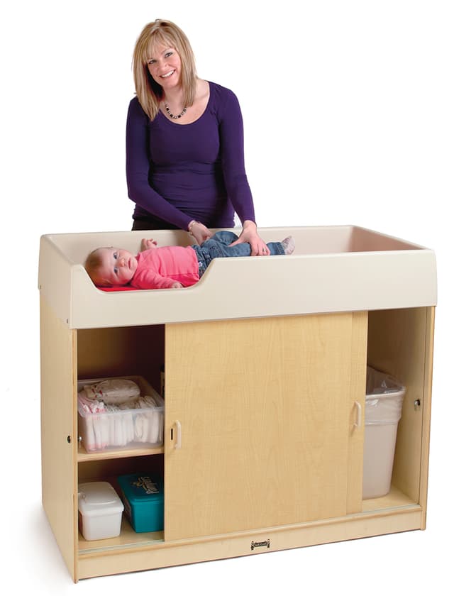 Birch Wood Changing Table | Lockable Doors | Displays2Go