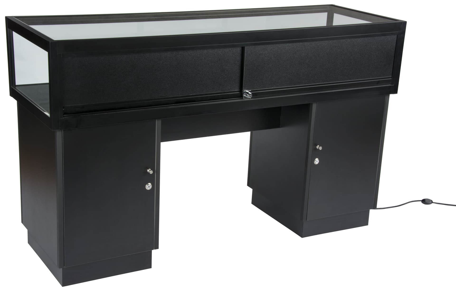 Lockable Jewelry Display Case | Black with Tempered Glass Cabinet ...