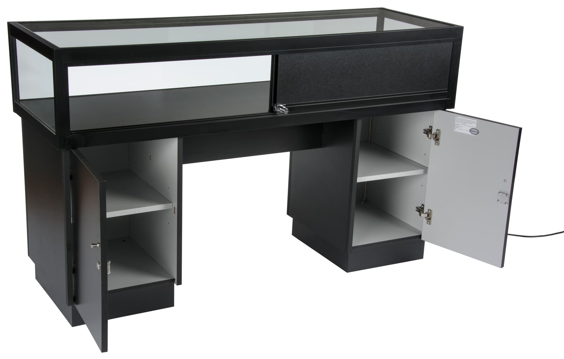 Lockable Jewelry Display Case | Black with Tempered Glass Cabinet ...