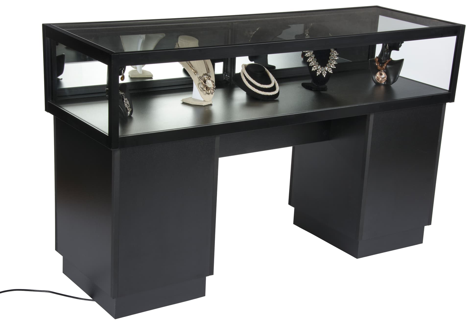 Lockable Jewelry Display Case | Black with Tempered Glass Cabinet ...