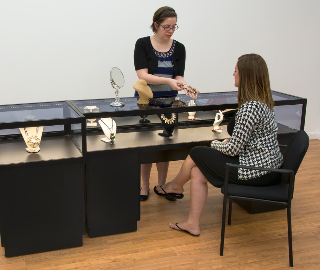 Locking Jewelry Display Case | Two Enclosed Storage Cabinets | Displays2Go