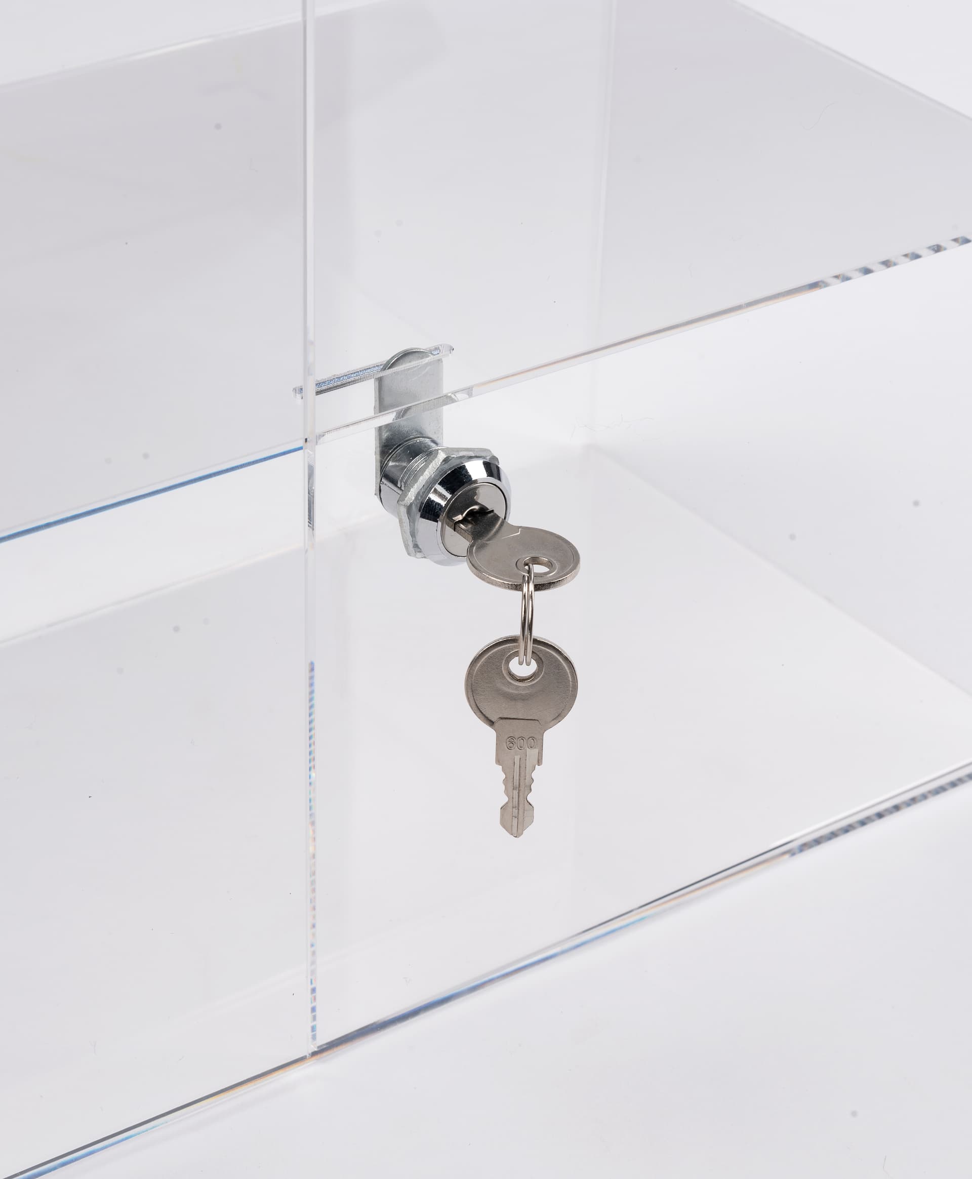 Acrylic Display Case - Hinged Doors & 2 Shelves | Displays2Go