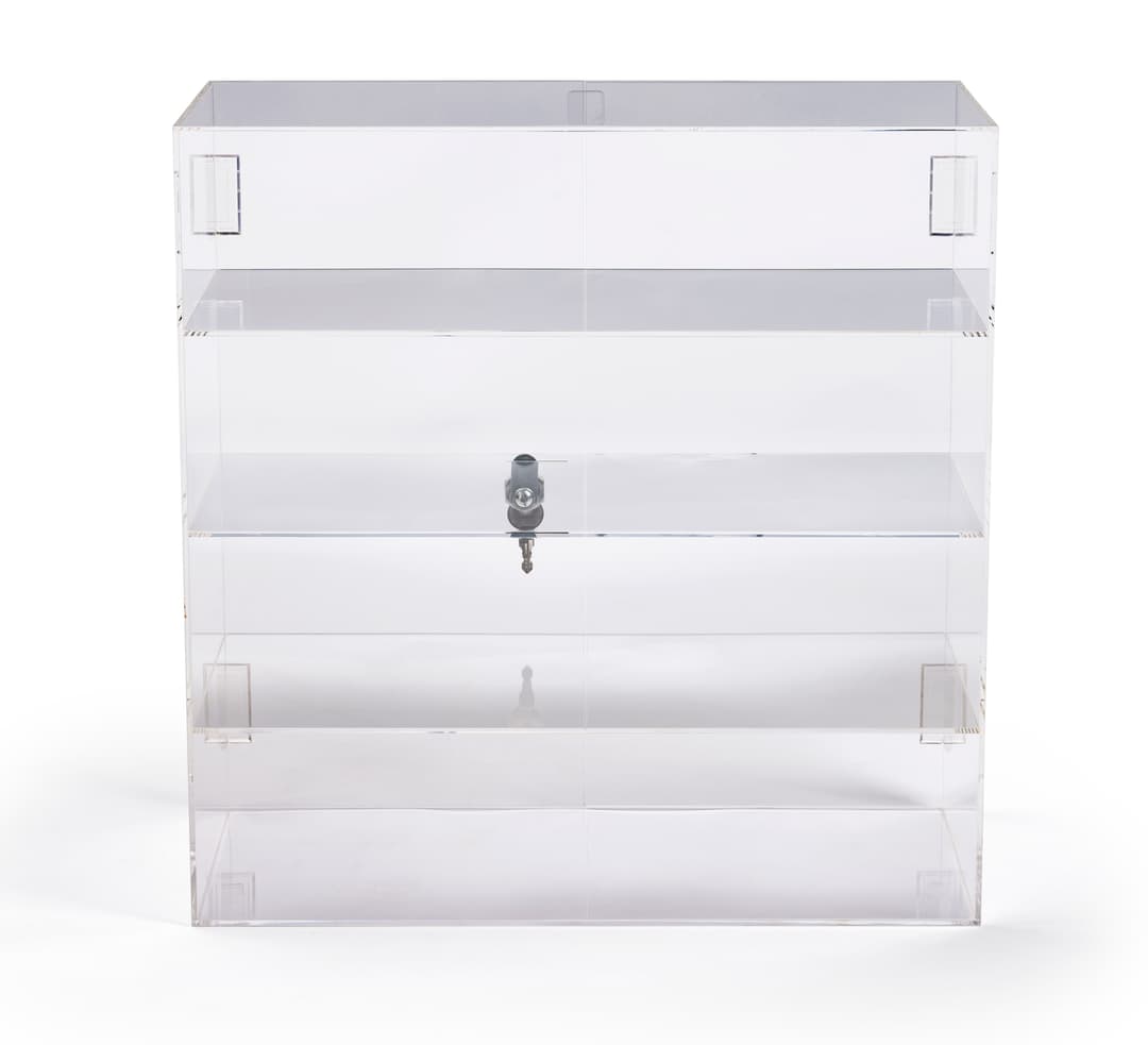 Acrylic Display Case | Locking Hinged Doors & 3 Shelves | Displays2Go