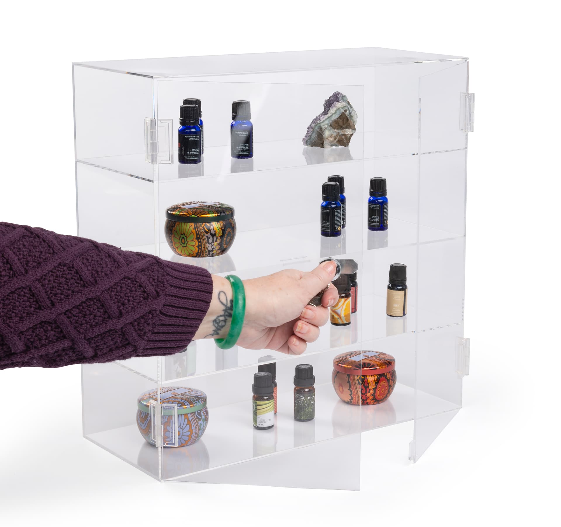 Acrylic Display Case | Locking Hinged Doors & 3 Shelves | Displays2Go
