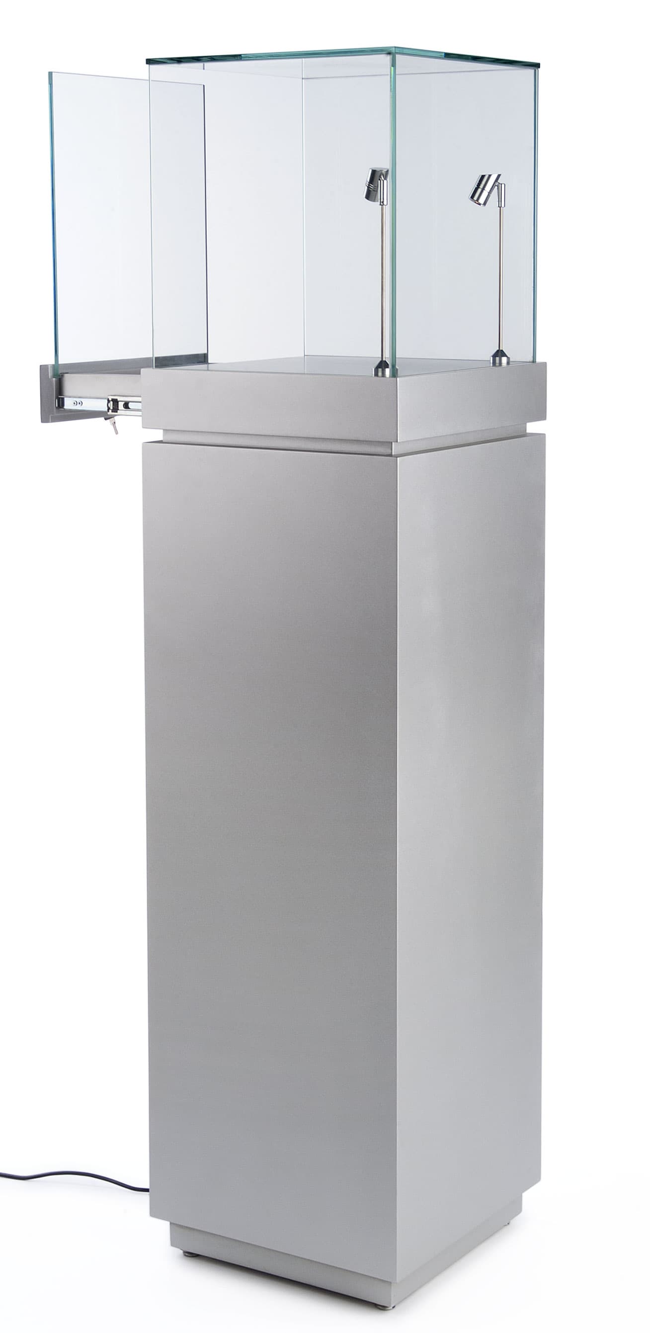 Exhibit Cases | Silver LED Museum Stand | Displays2Go