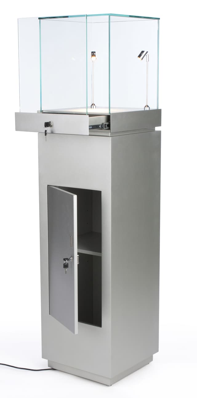 Exhibit Cases | Silver LED Museum Stand | Displays2Go