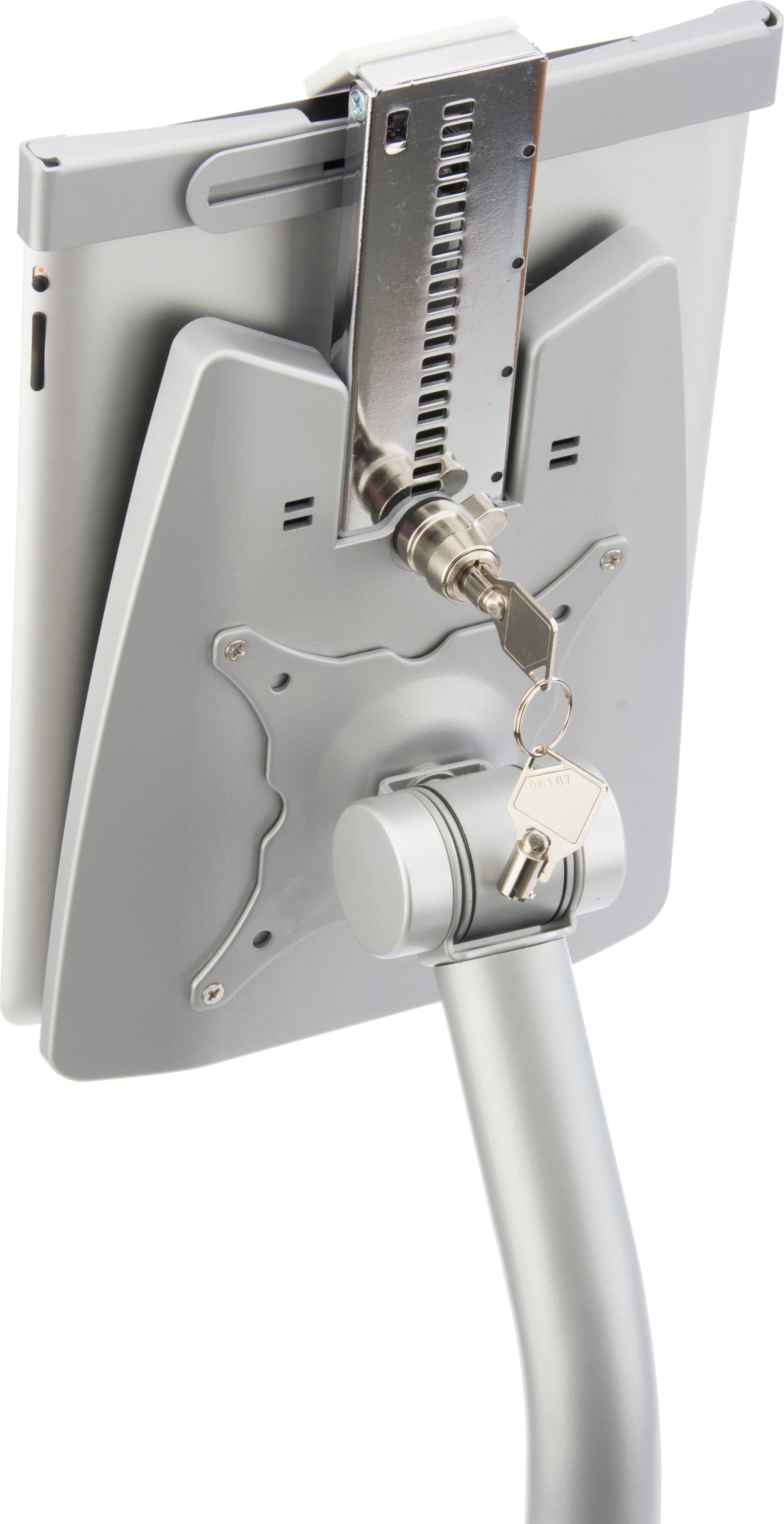 Silver Floor iPad Stand | Optional Locking Enclosure | Displays2Go