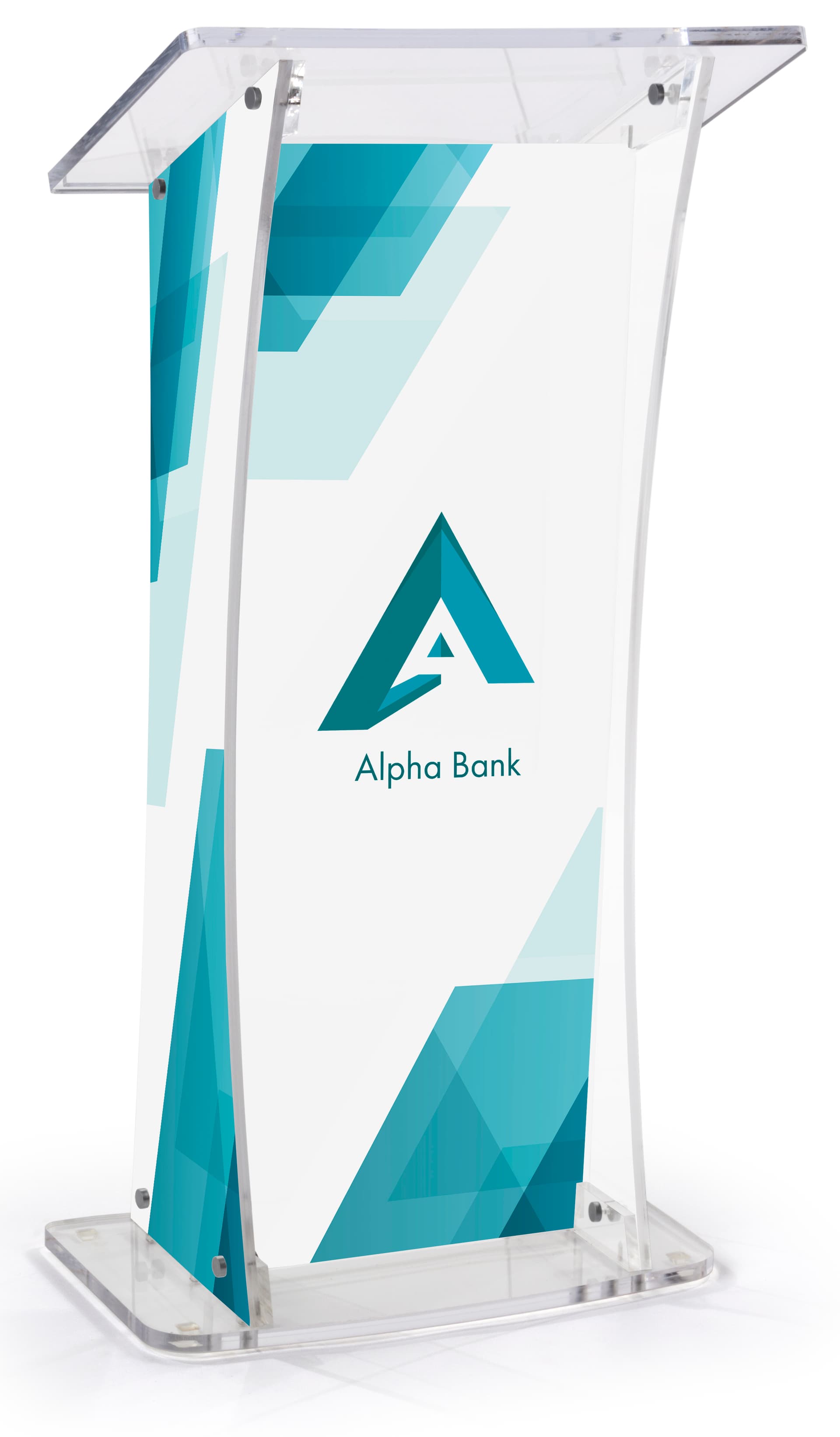 UV Modern Lectern with Custom Design | Silver Standoffs | Displays2Go