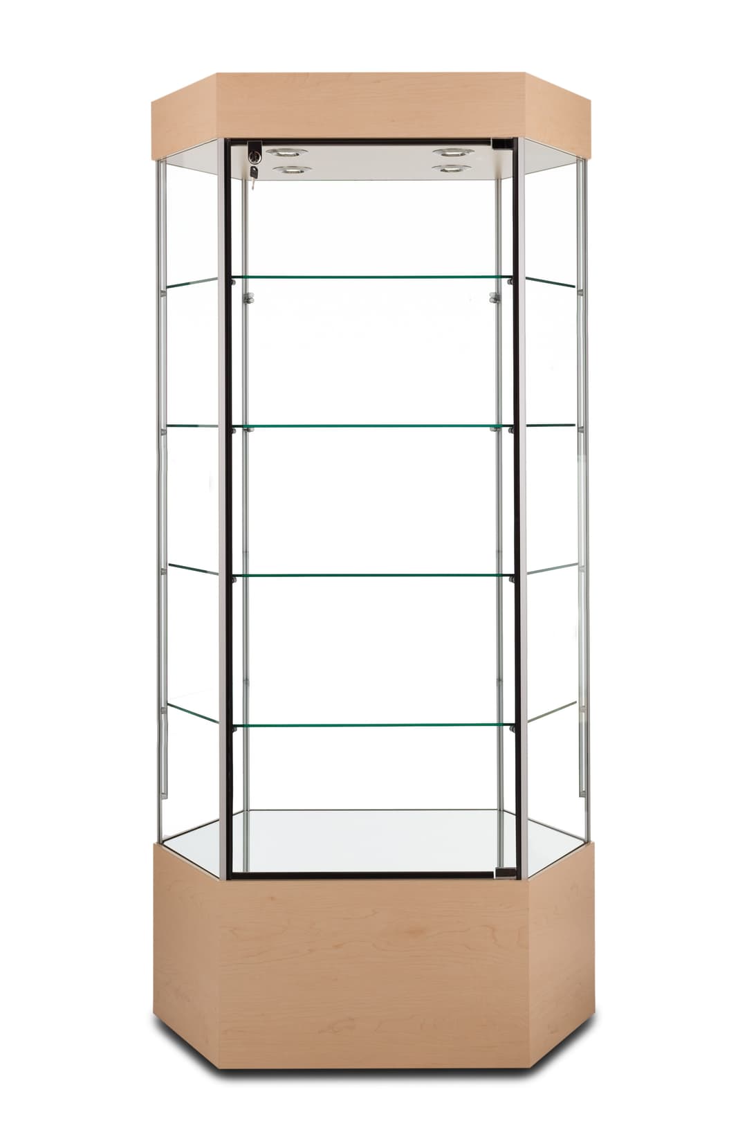 Hexagonal Tower Display | Top Lit Case | Displays2Go