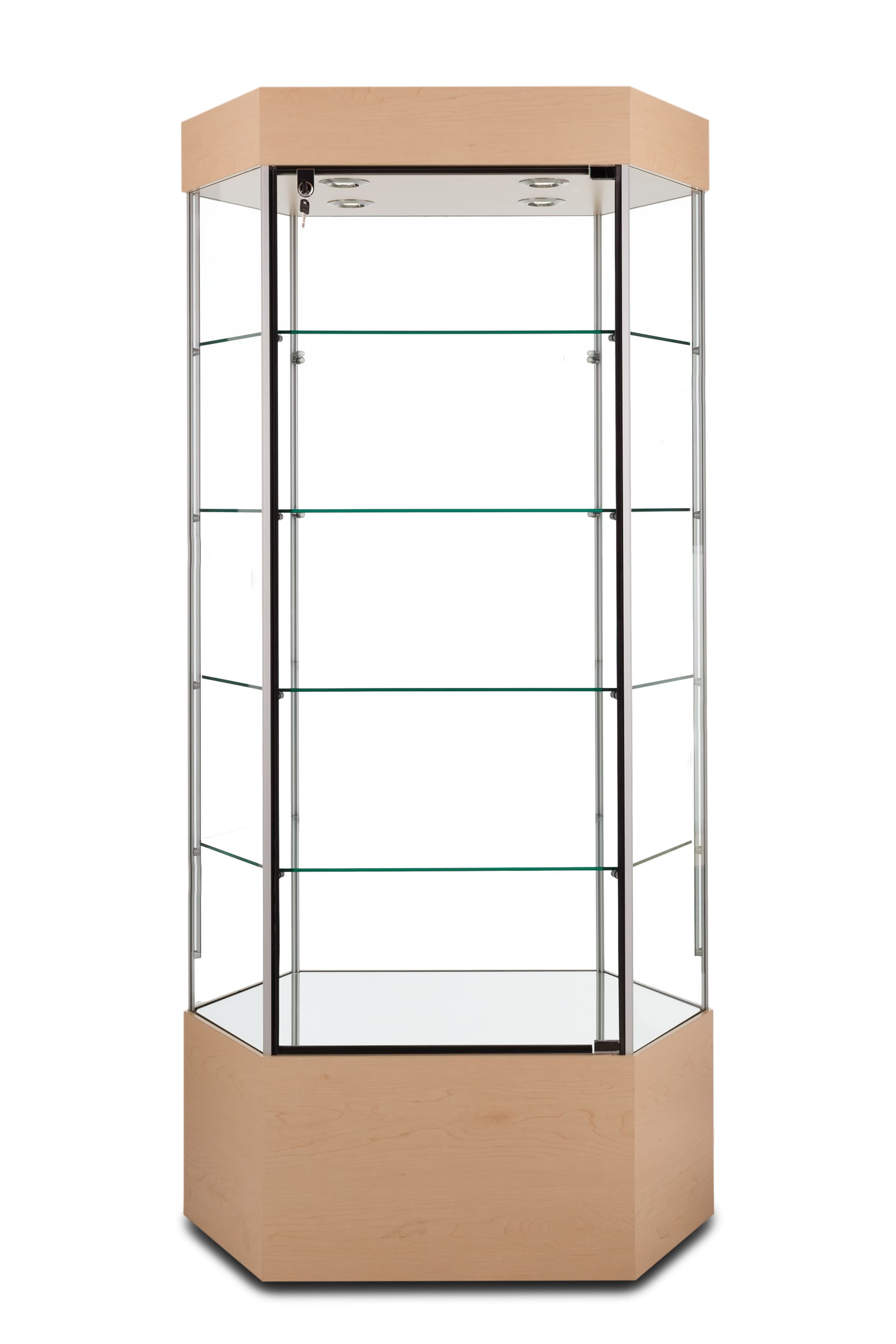Hexagonal Tower Display | Top Lit Case | Displays2Go