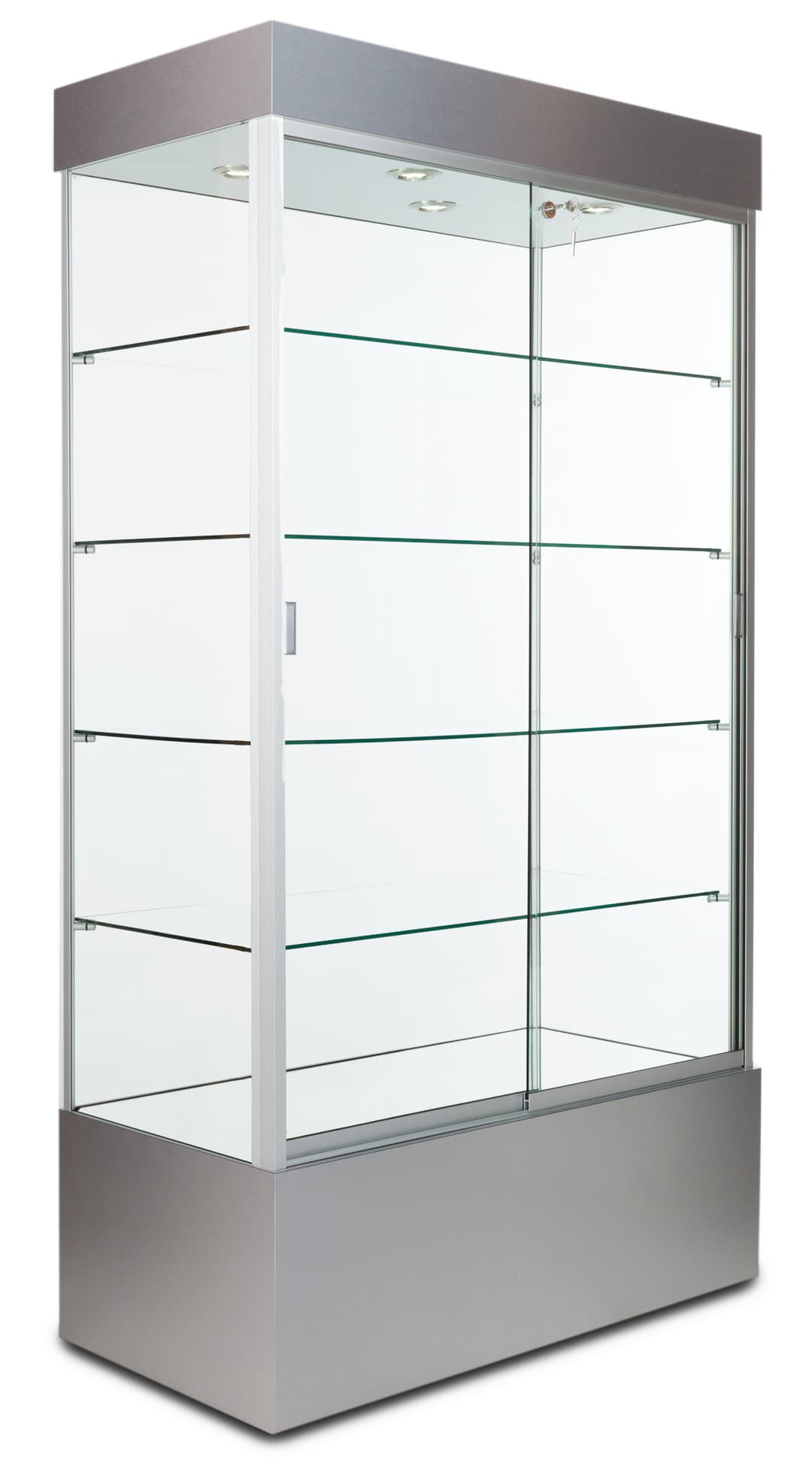 Rectangular Trophy Cases | Silver Melamine Finish, Top Lighting ...