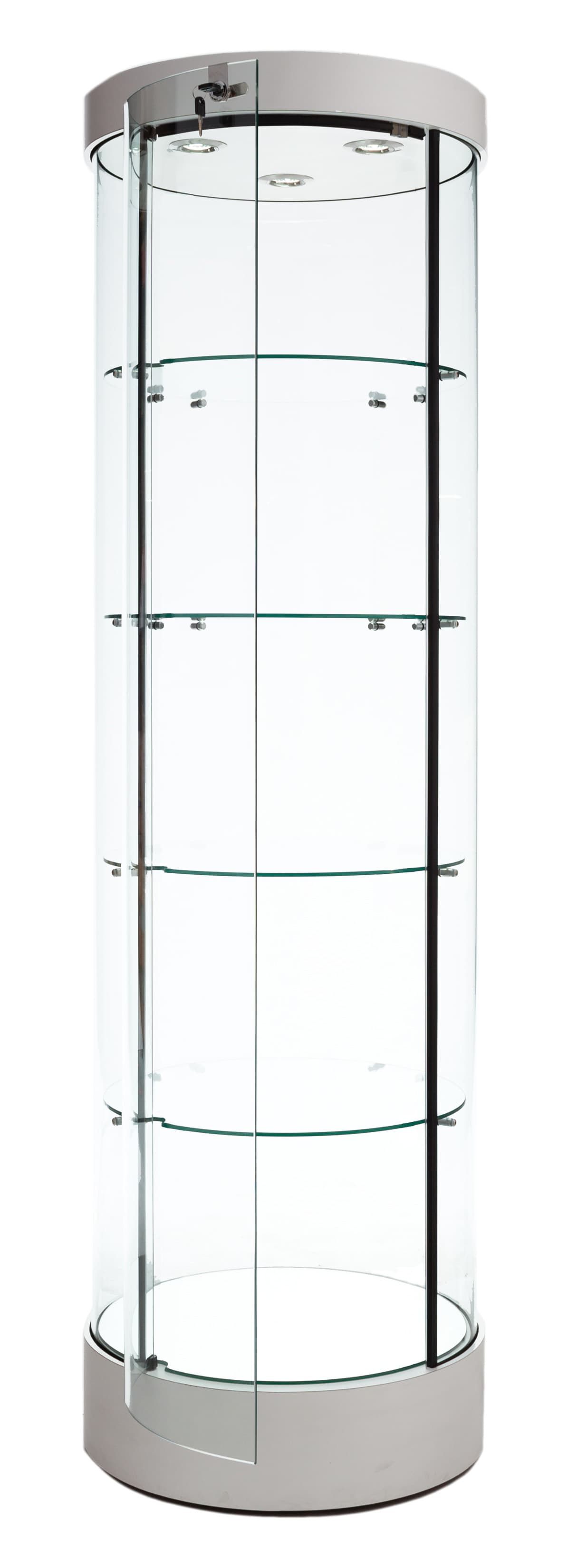 Glass Cabinet | Round Display Case & Silver Finish - Full View ...
