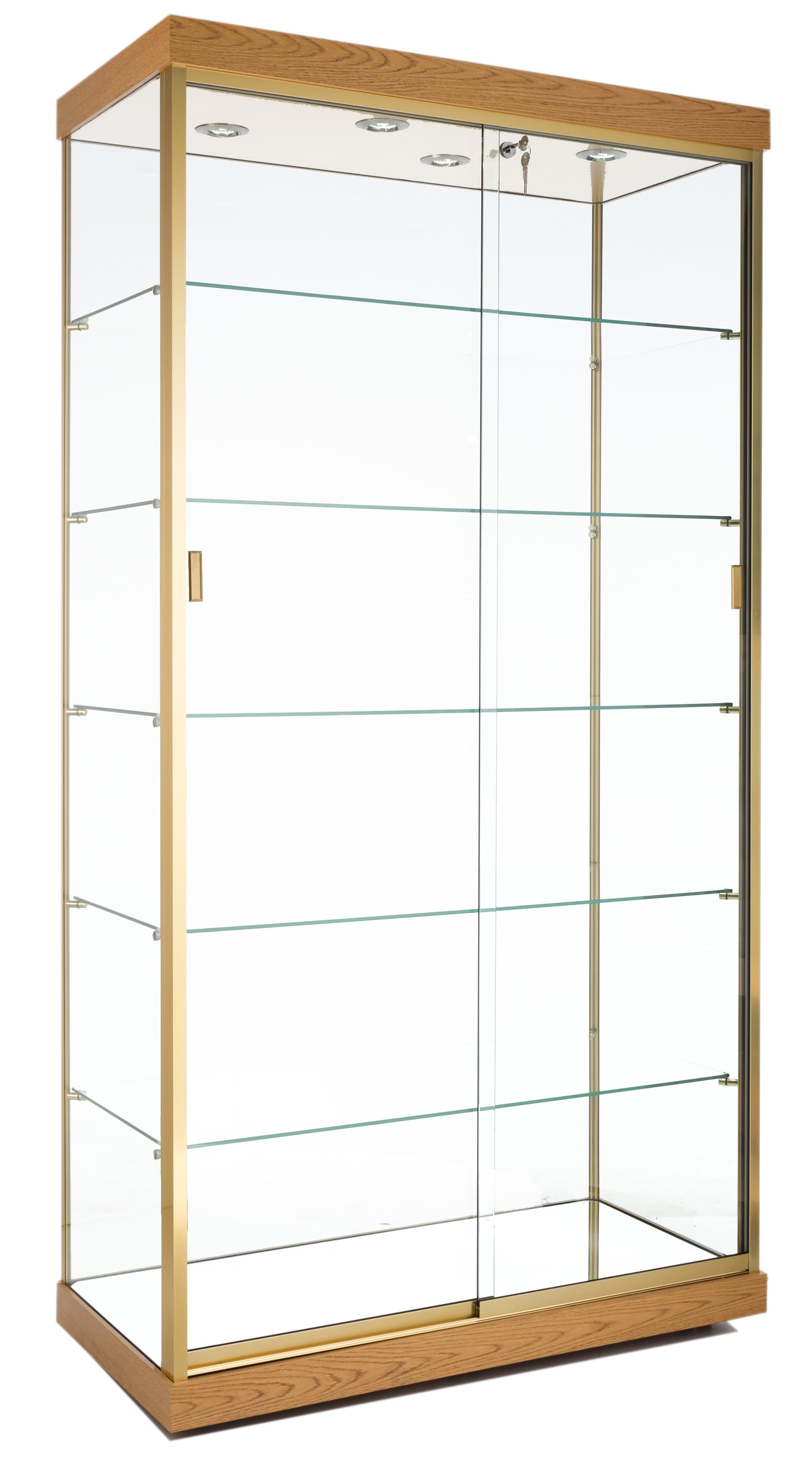 Oak Display Cabinet | Neutral Finish & Top Lit Display | Displays2Go