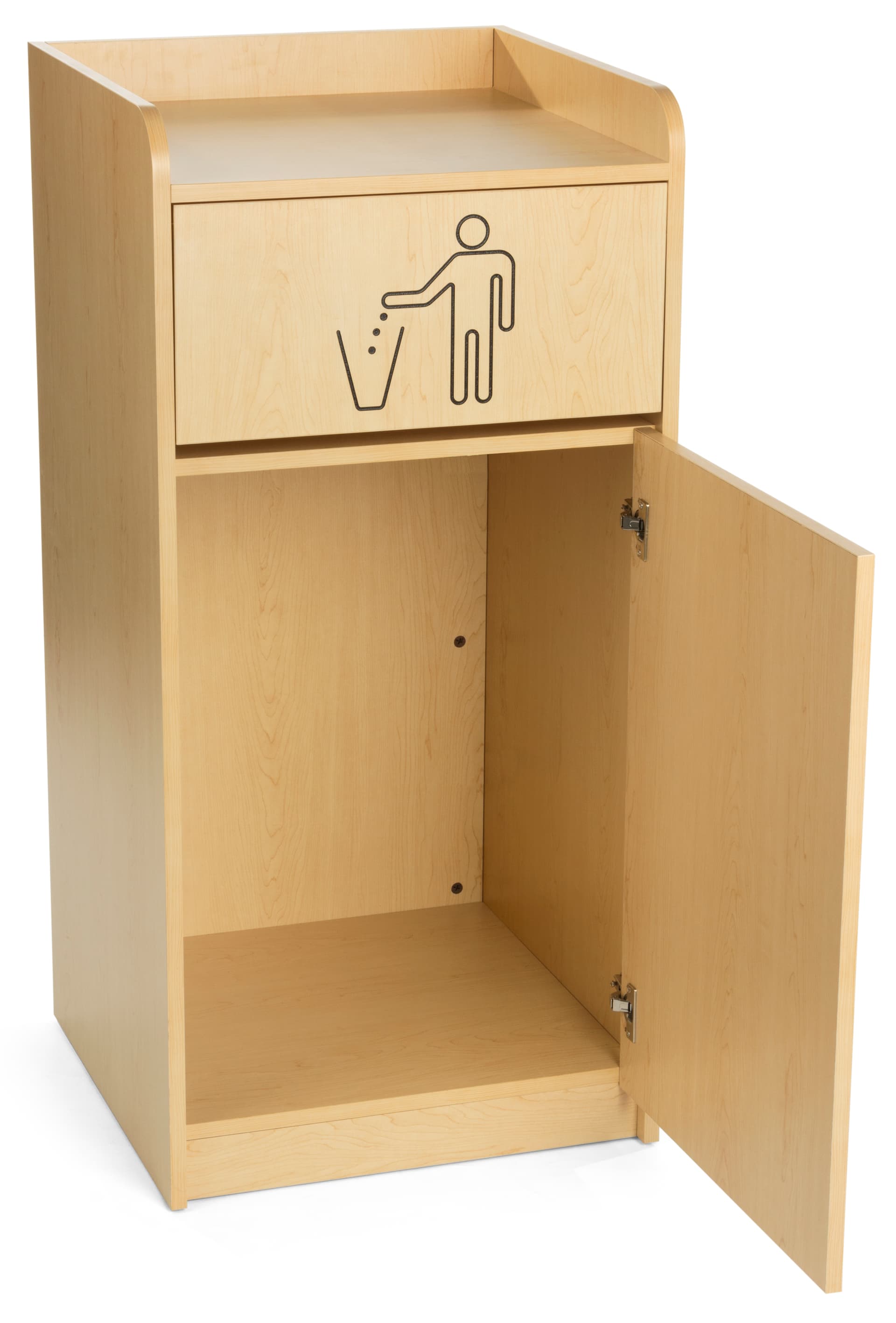 Wooden Tray Top Receptacle | Engraved Graphic | Displays2Go