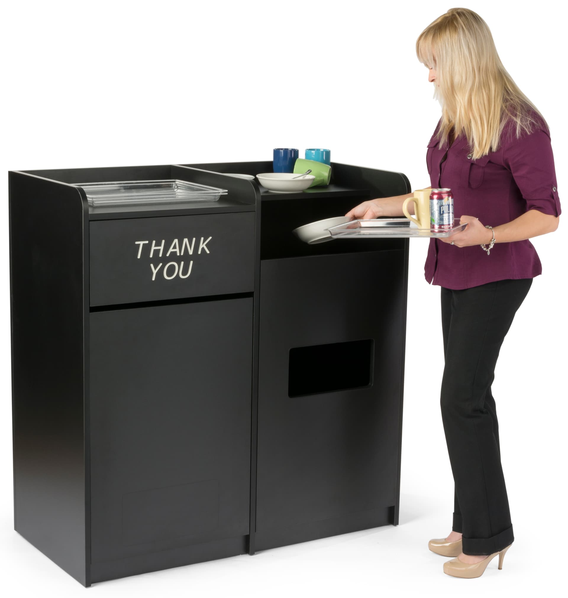 Side By Side Recycling and Waste Receptacle | Dual Bins | Displays2Go