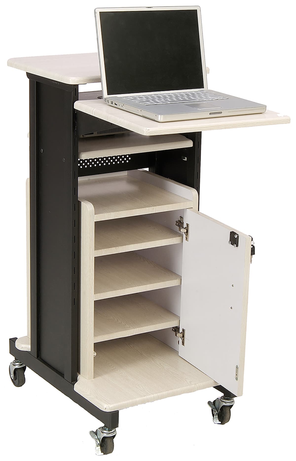 Computer Presentation Cart | Locking Cabinet & Adjustable Shelves ...