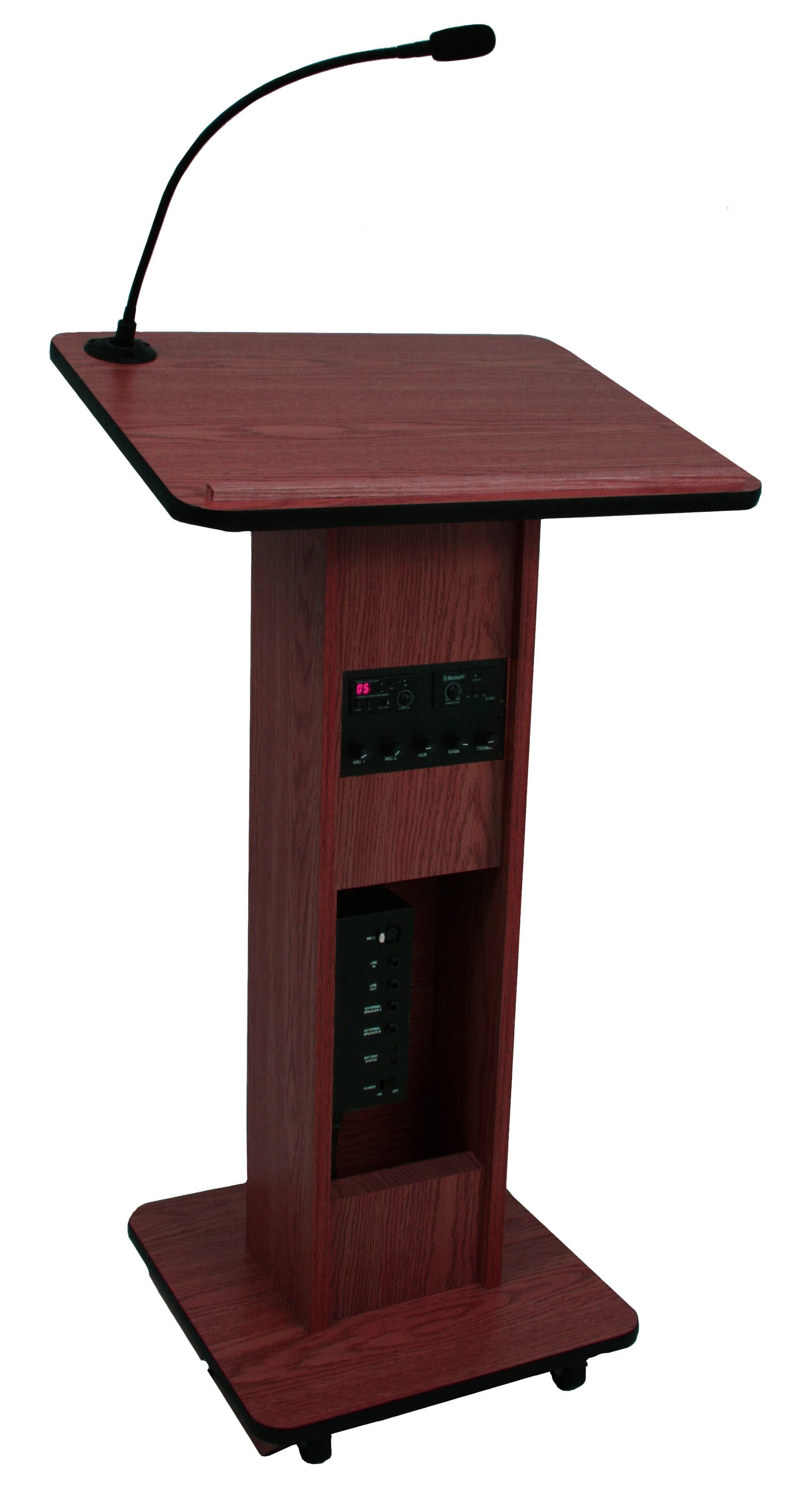 Wood Podium with Wireless PA | Built-in Speaker | Displays2Go