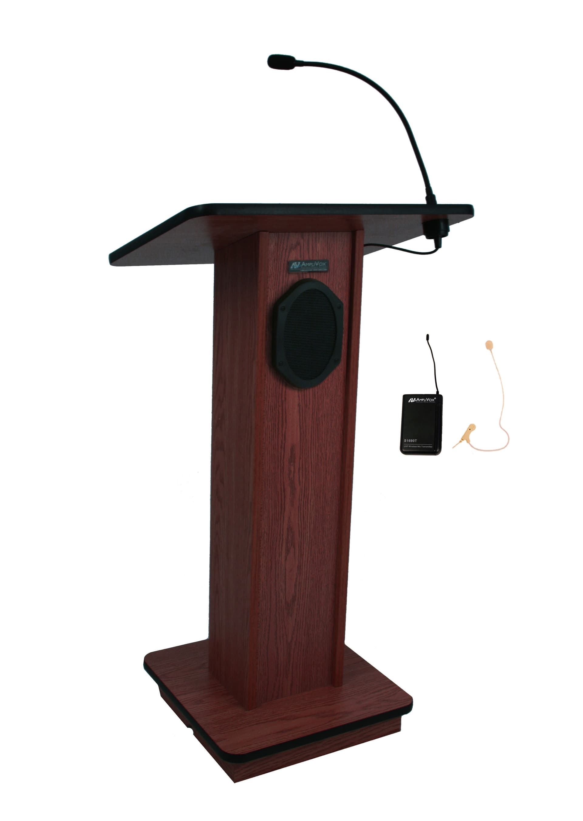 Wood Podium with Wireless PA | Built-in Speaker | Displays2Go