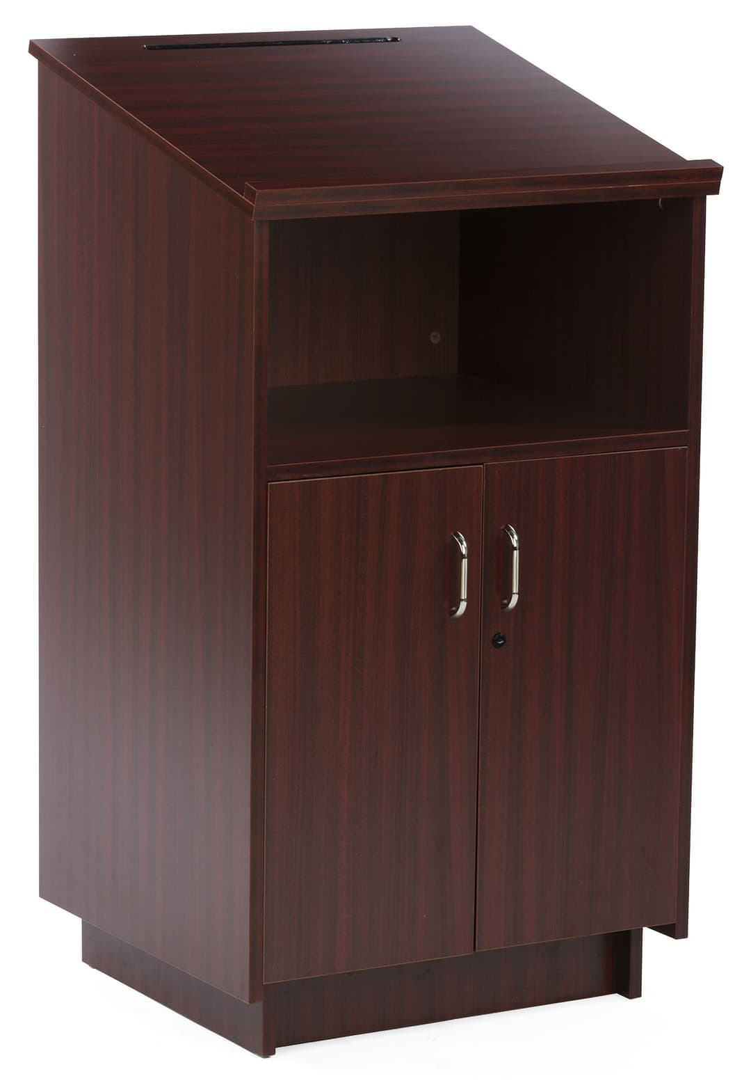 Locking Hostess Station | Adjustable Open Storage Shelf | Displays2Go