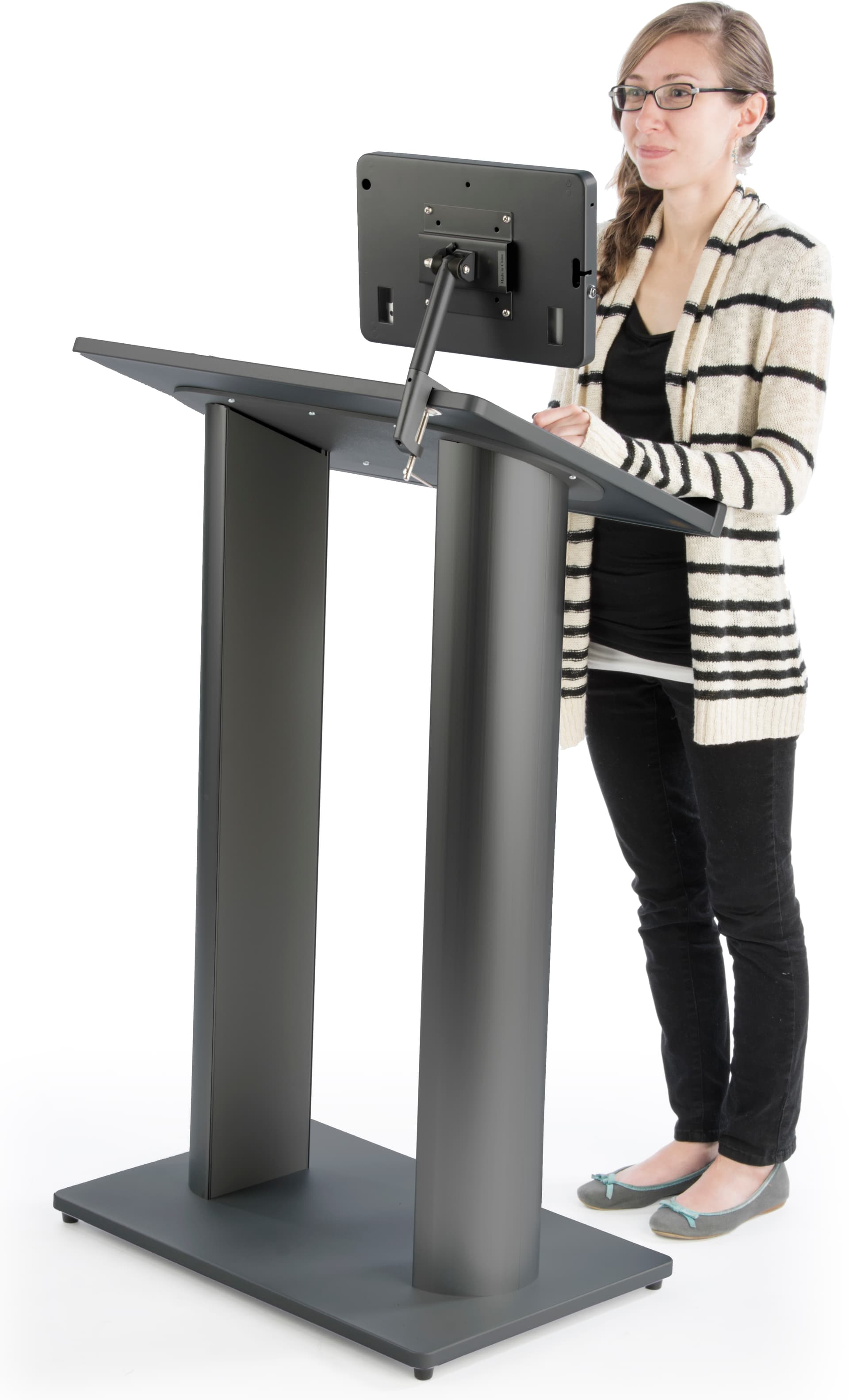 iPad Rostrum | Black Truss Lectern with Clamping Tablet Enclosure ...