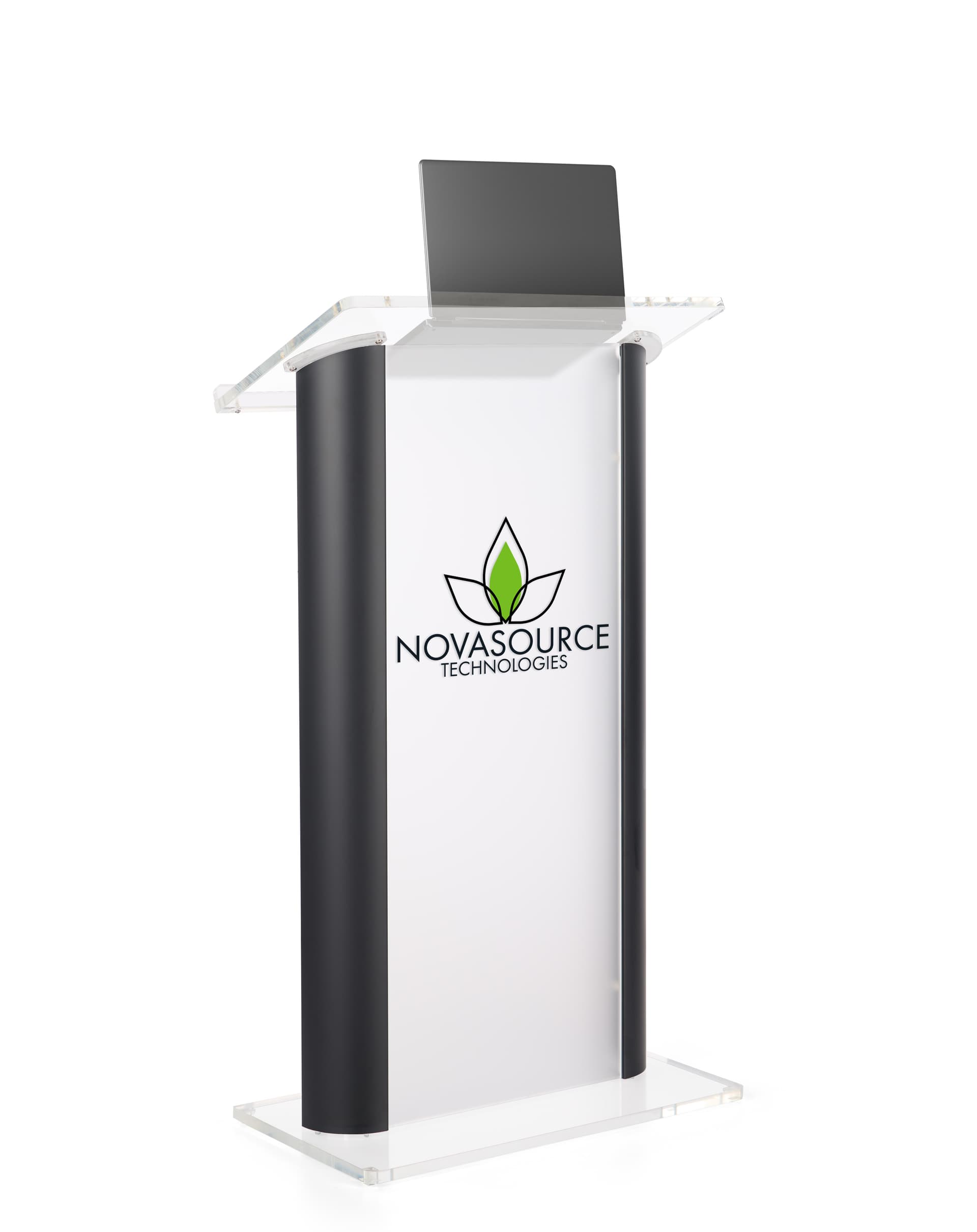 Black Lectern | Frosted Acrylic Panel | Displays2Go