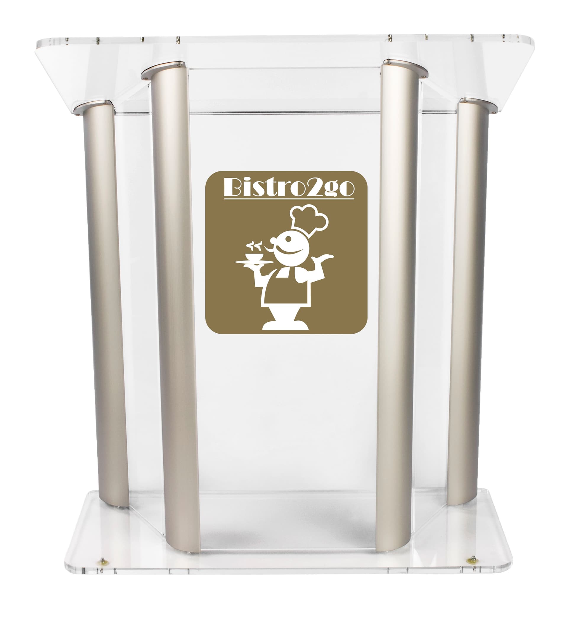 Wide Lecture Stand with Custom Panel | Broad Reading Surface | Displays2Go