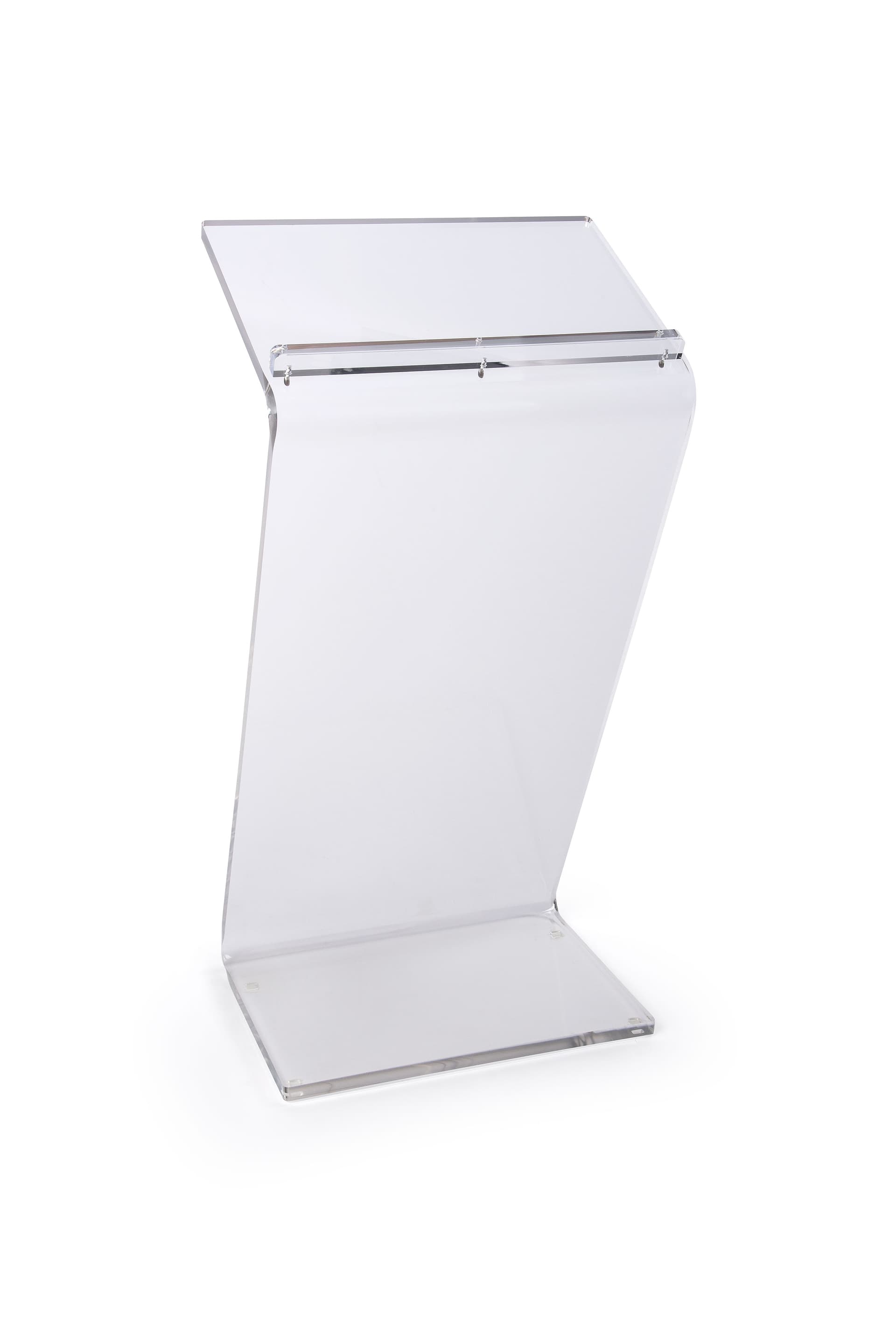 Clear Acrylic Z-shape Podium | Modern Design with Laptop Lip | Displays2Go