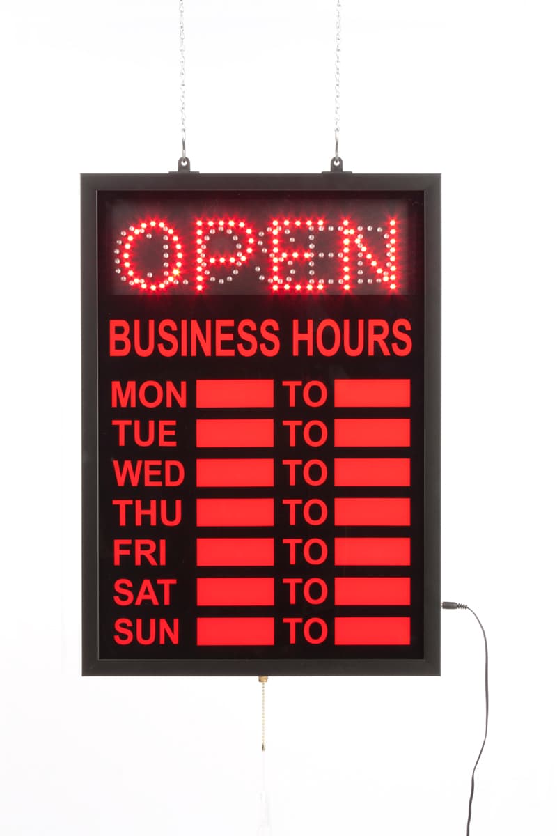 Open Hours Signs | Fully Customizable with Daily Business Hours ...