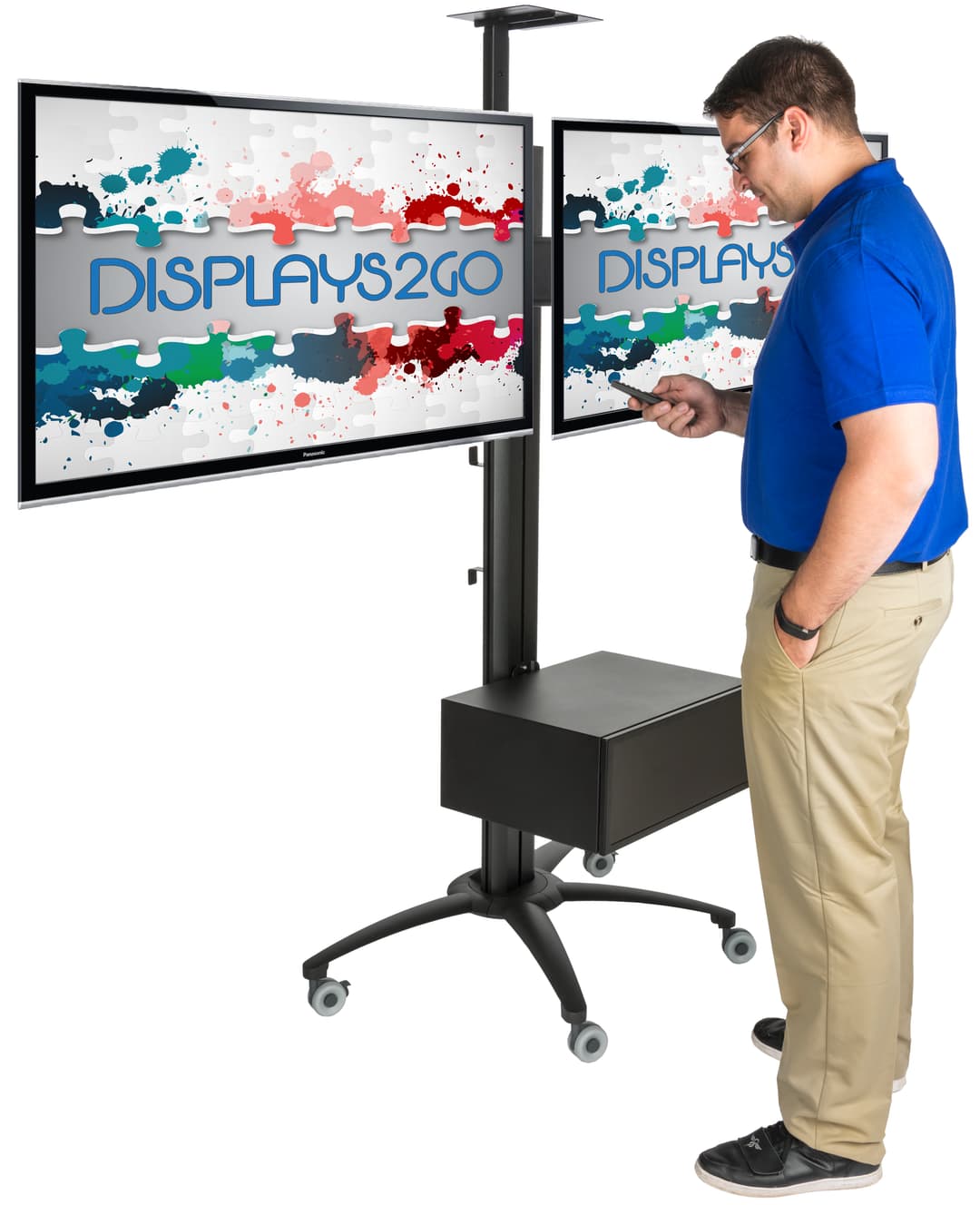 Dual Screen TV Stand with Power Distribution | Media Cabinet | Displays2Go