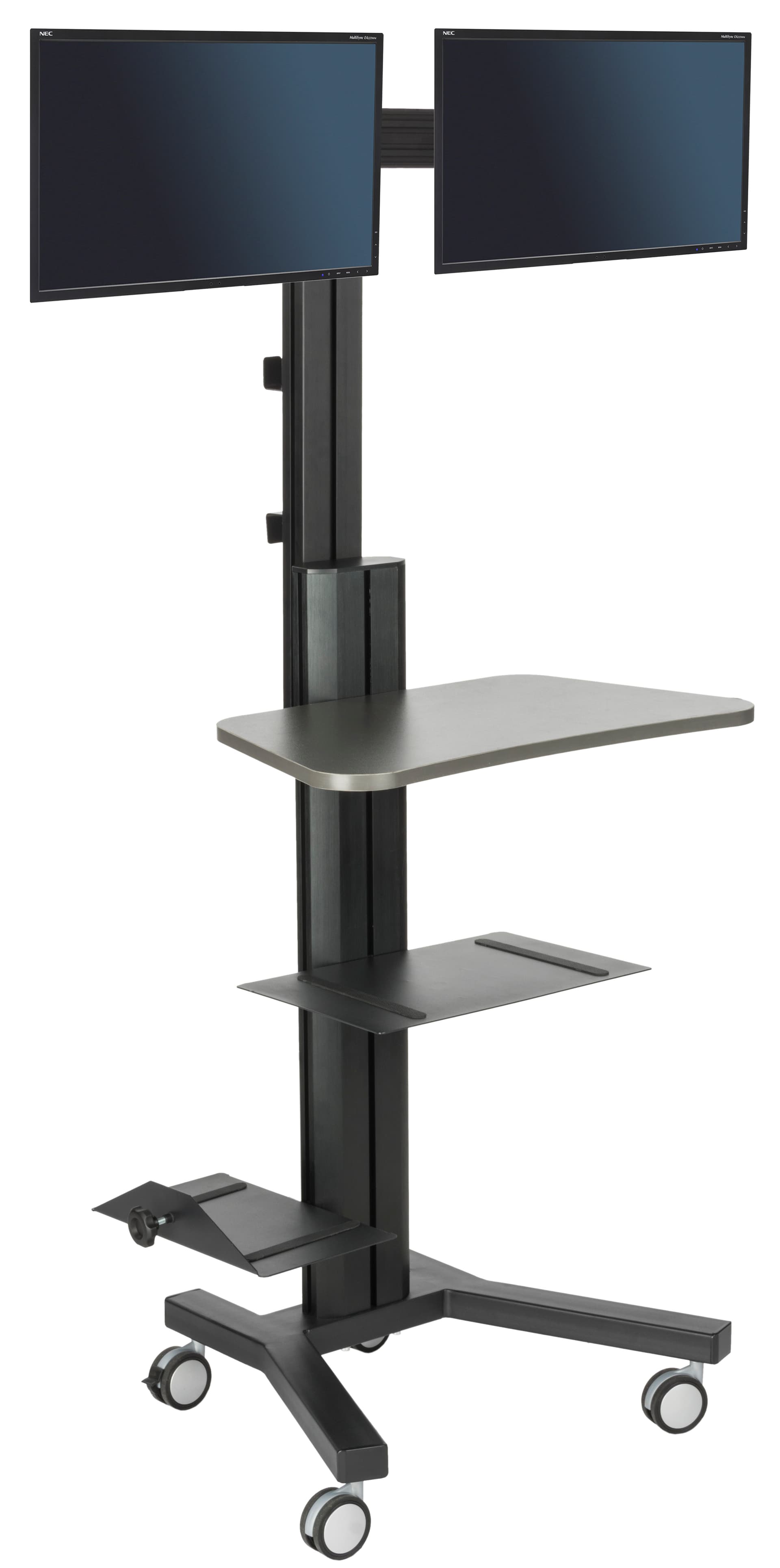 Multi-Monitor Standing Computer Cart | Included Accessory Shelf ...