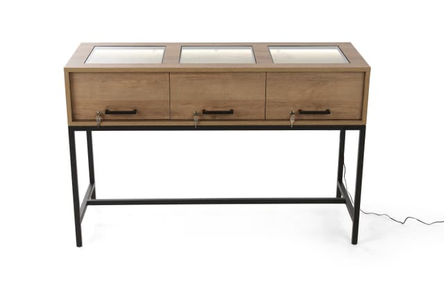 Glass Top Retail Console Table | Black Steel Base | Displays2Go