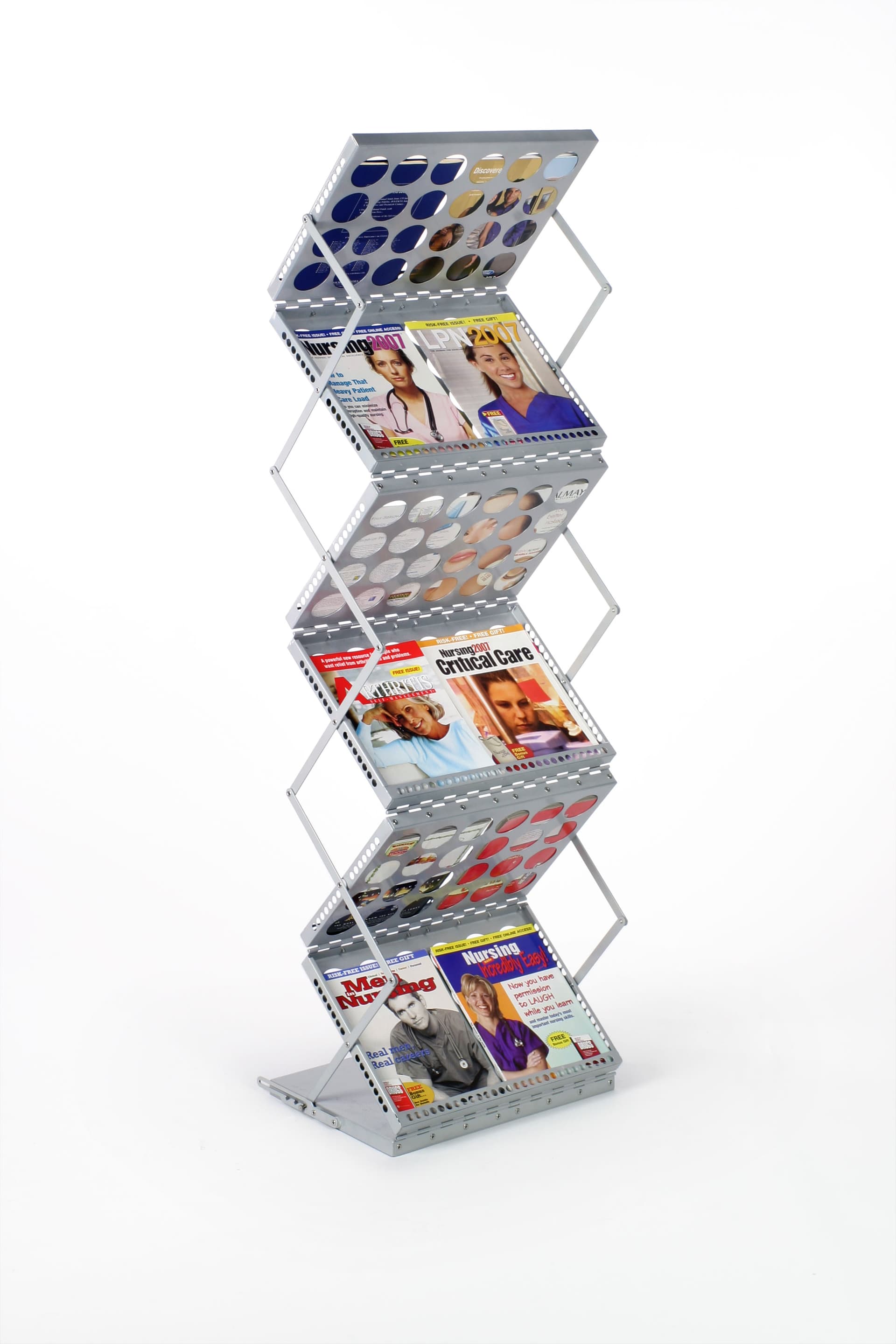 6 Pocket Portable Magazine Display - Matte Silver | Displays2Go