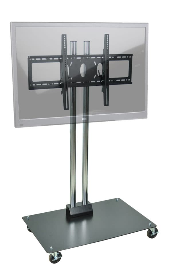 65" Tall TV Cart - Tilting Mount - Black & Chrome Finishes | Displays2Go
