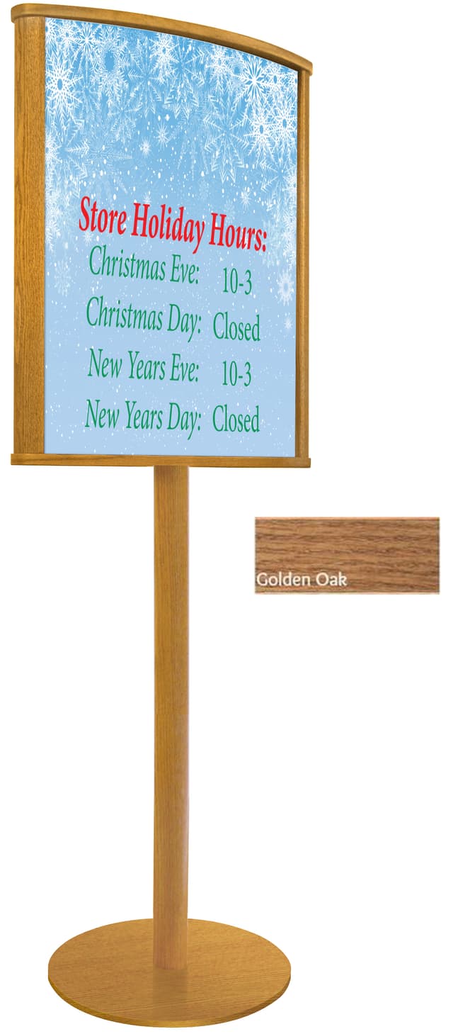 Oak Wood Sign Stand | Curved Frame | Displays2Go