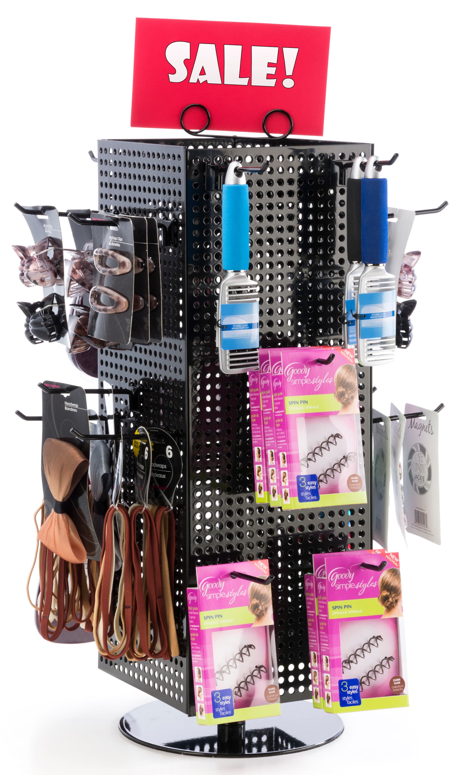 Countertop Pegboard Display with Black Hooks | 4-Sided | Displays2Go