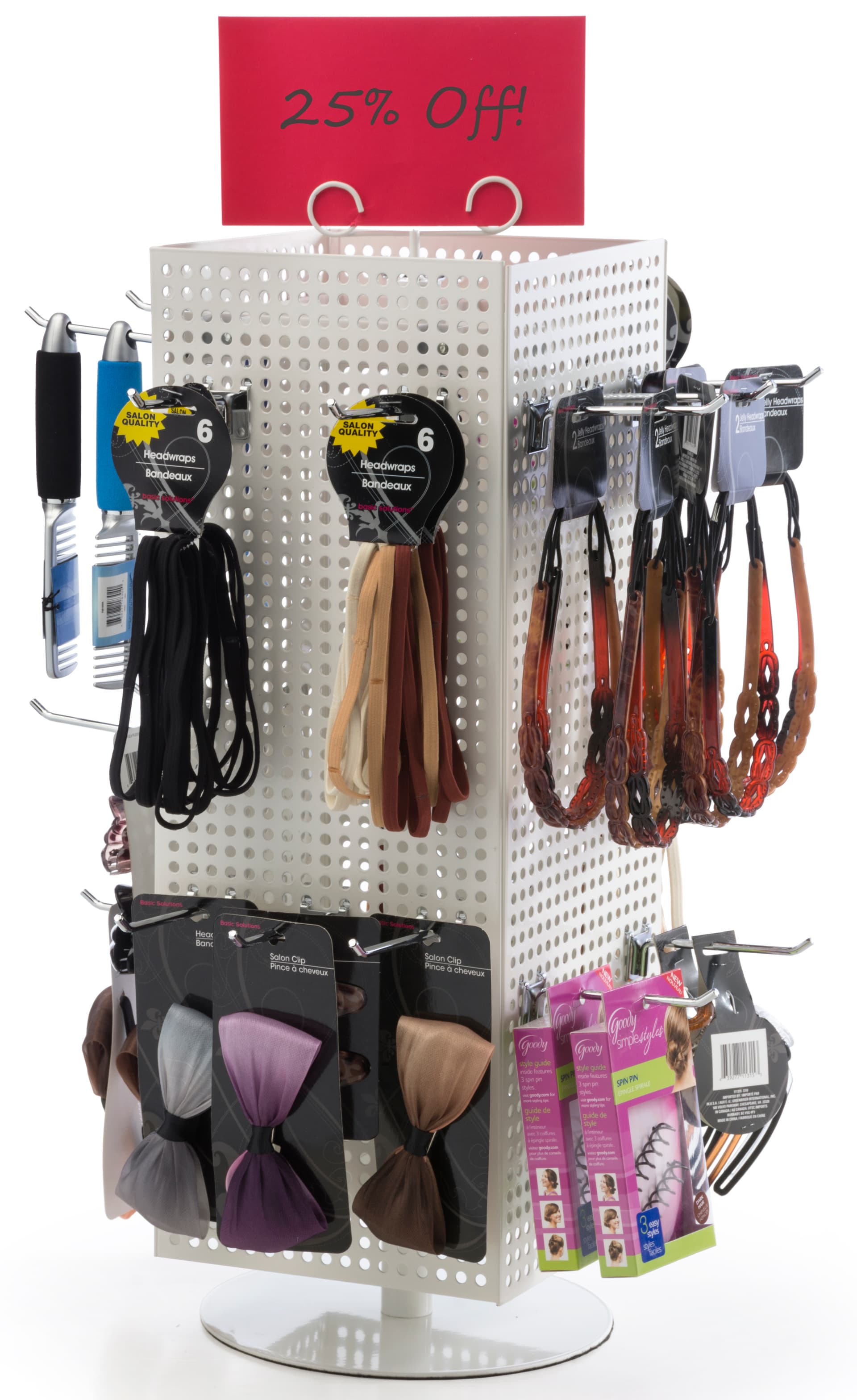 Counter Pegboard Display with Chrome Hooks | Spinning | Displays2Go