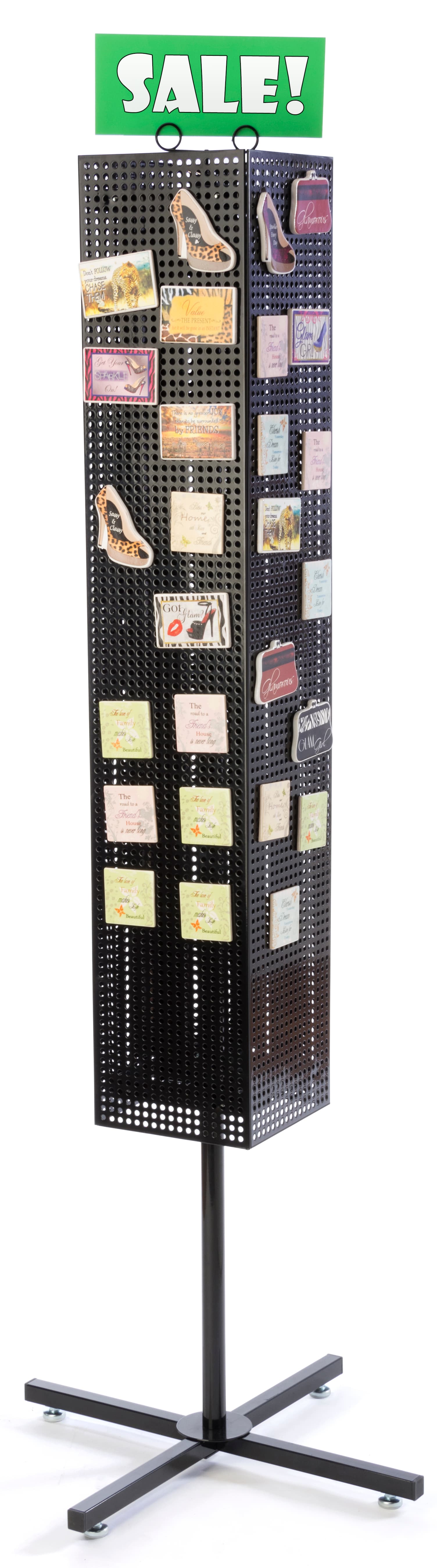 Black Pegboard Display Rack | with Sign Holder | Displays2Go