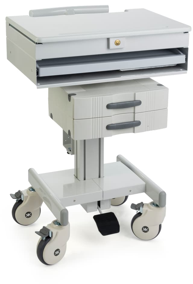 Height Adjustable Medical Cart | CPU Holder & Drawers | Displays2Go