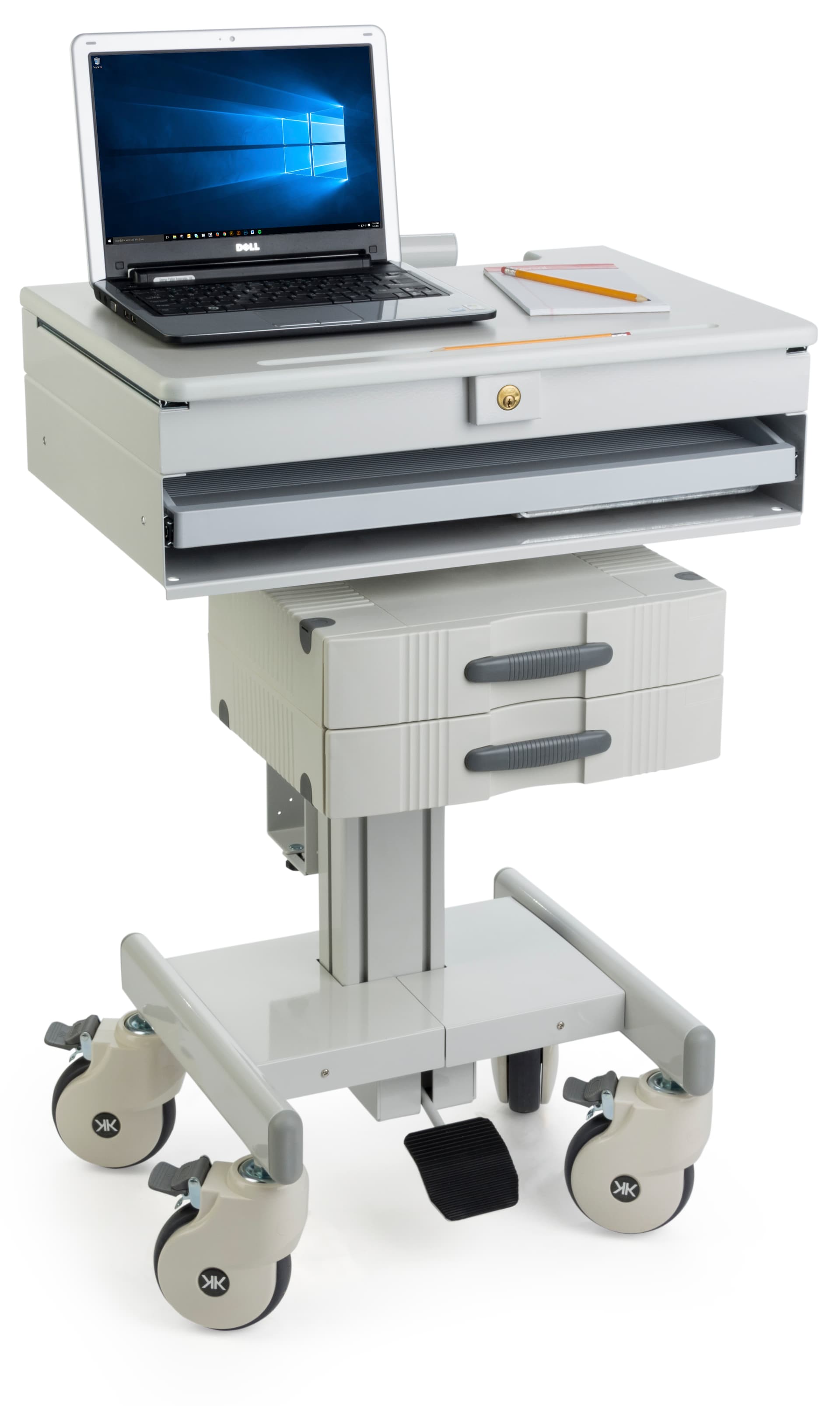 Height Adjustable Medical Cart | CPU Holder & Drawers | Displays2Go
