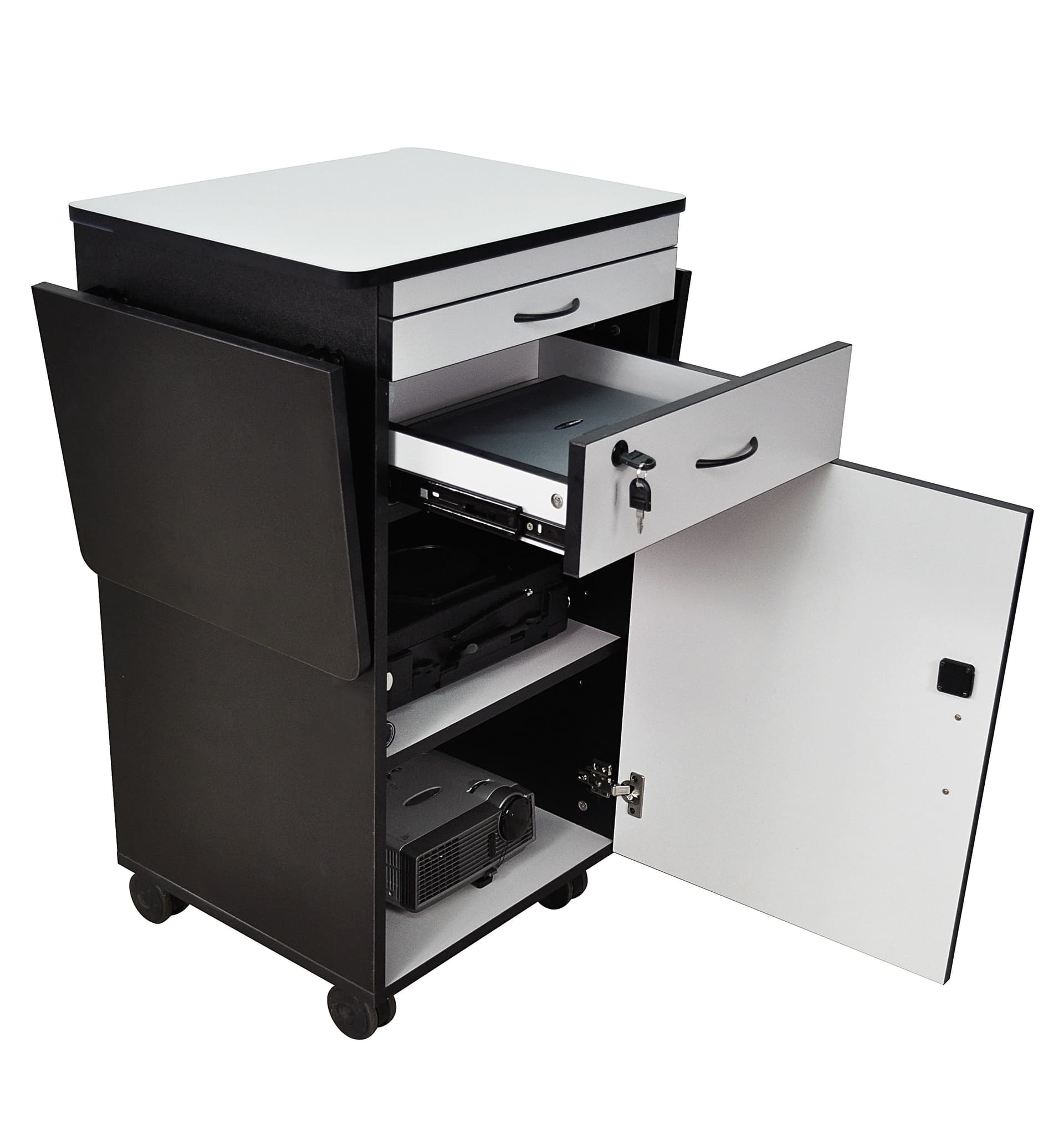 Multimedia Stand for Classrooms Features Built-In Locking Storage ...