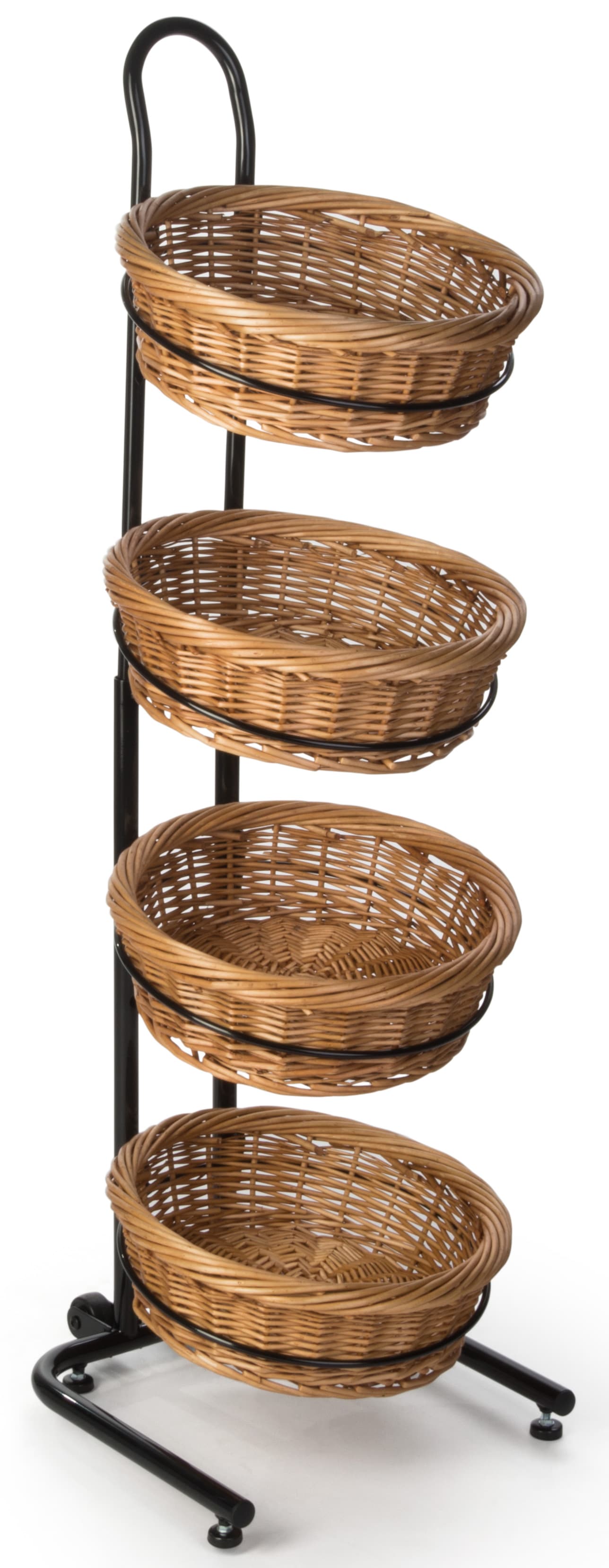 2 Tier Round Wicker Display Stand | Height Adjustable | Displays2Go