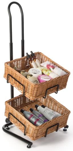 2 Tier Square Basket Stand | Built-In Wheels | Displays2Go