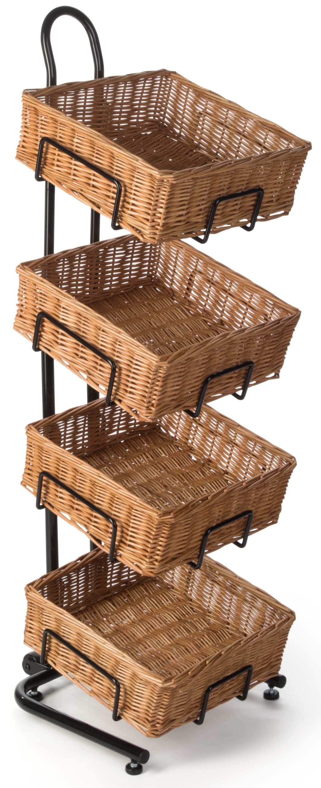 2 Tier Square Basket Stand | Built-In Wheels | Displays2Go