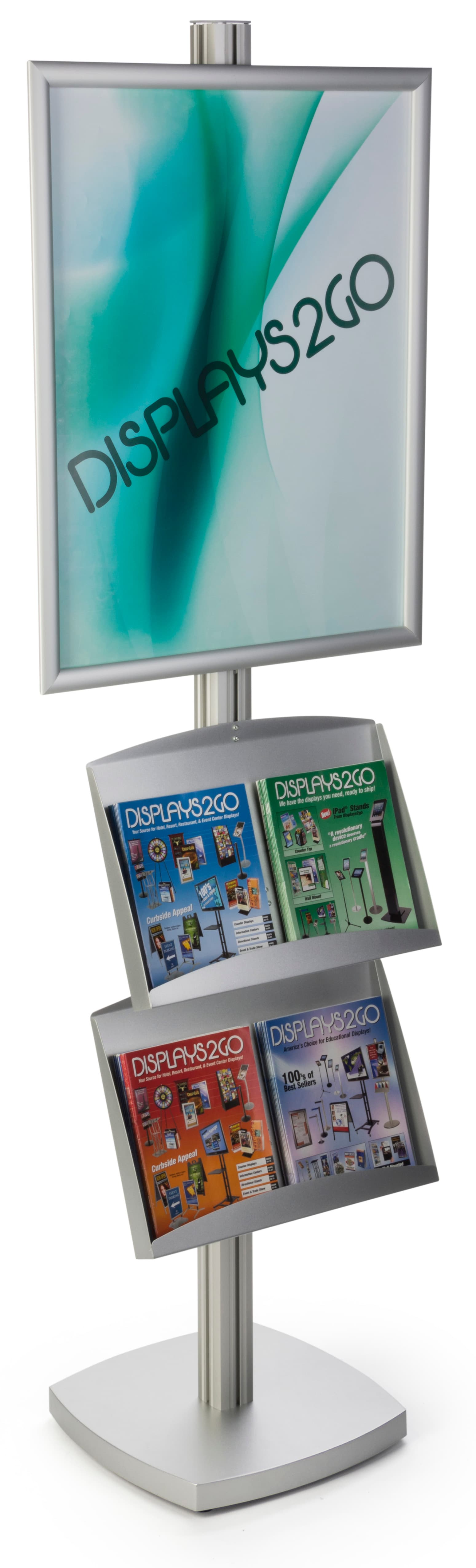 22x28 Metal Poster Stand with 2 Literature Shelves | Multi-Pocket ...