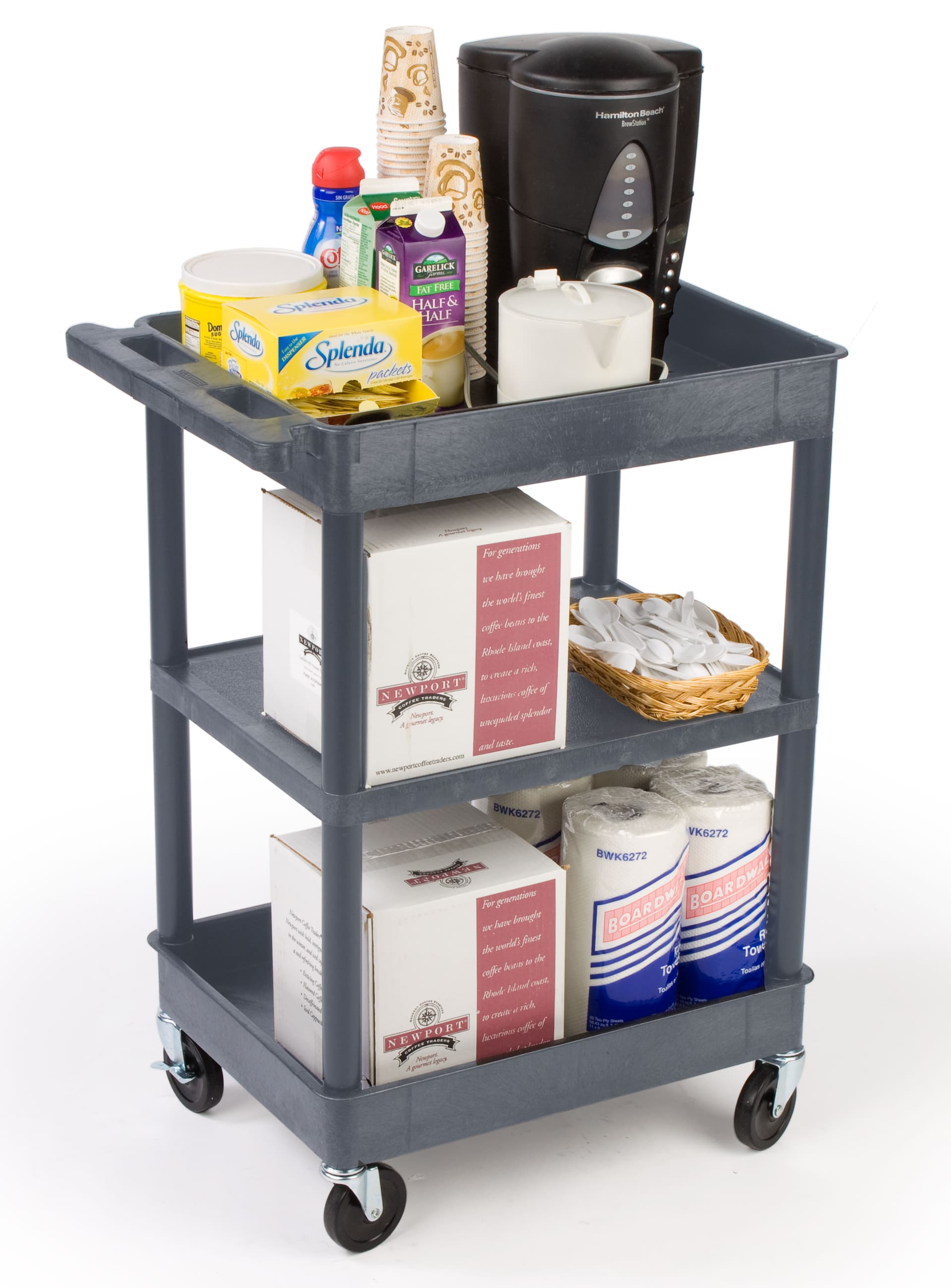 Industrial Cart - Gray Plastic w/ (3) Shelves | Displays2Go