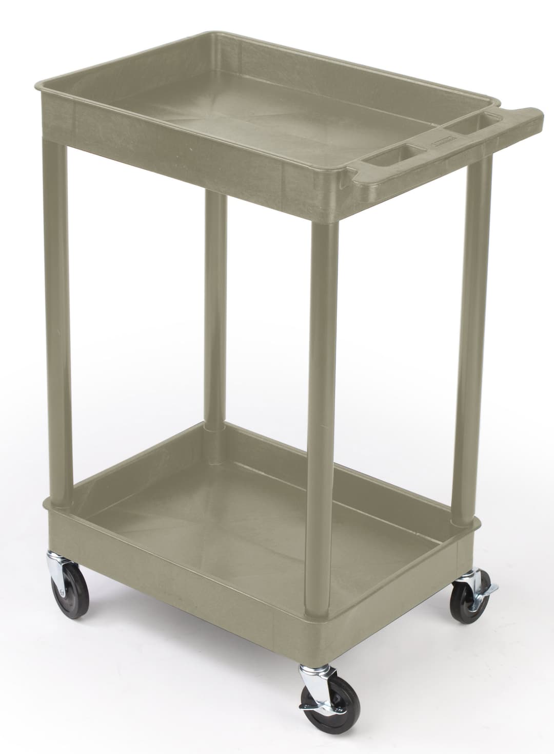 Putty Colored Service Cart - (2) Trays, Heavy Duty Casters | Displays2Go