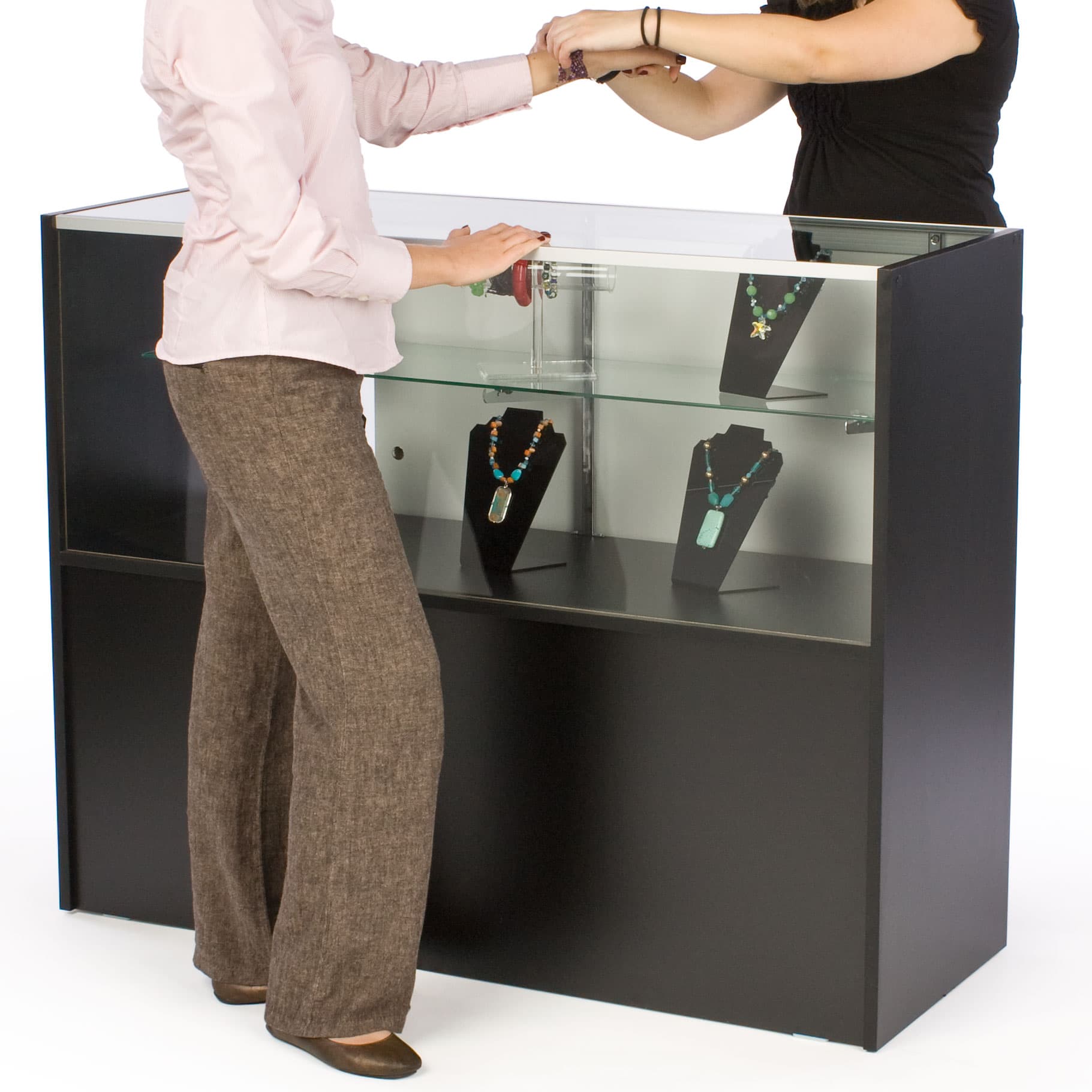 Black Melamine Showcase | Half Vision Style Counter | Displays2Go