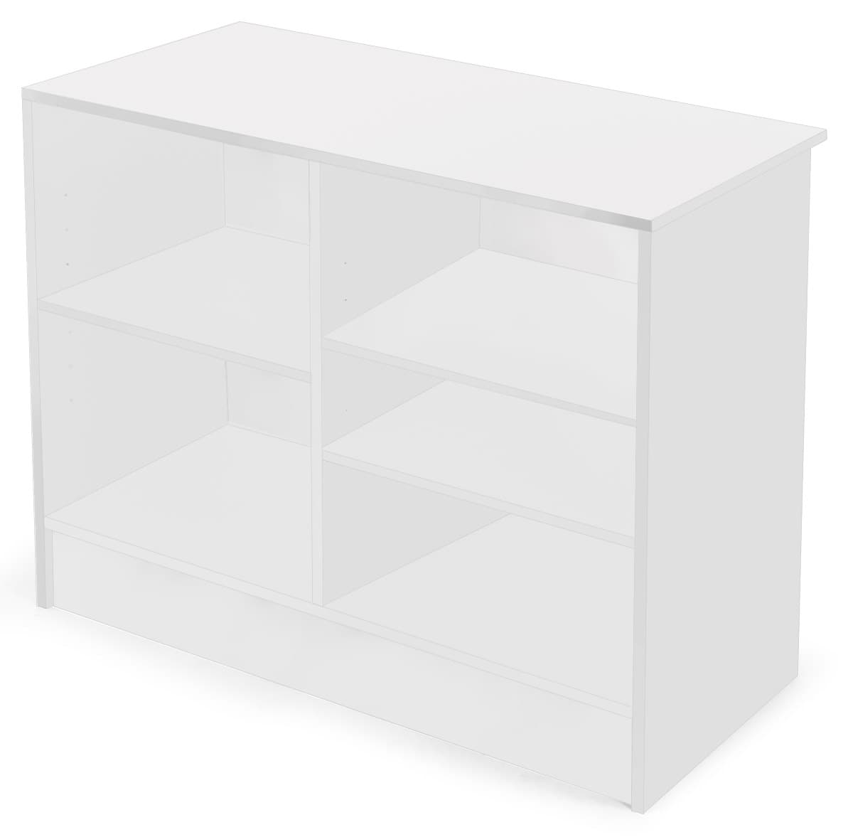 48" White Store Counter | 5 Storage Compartments | Displays2Go